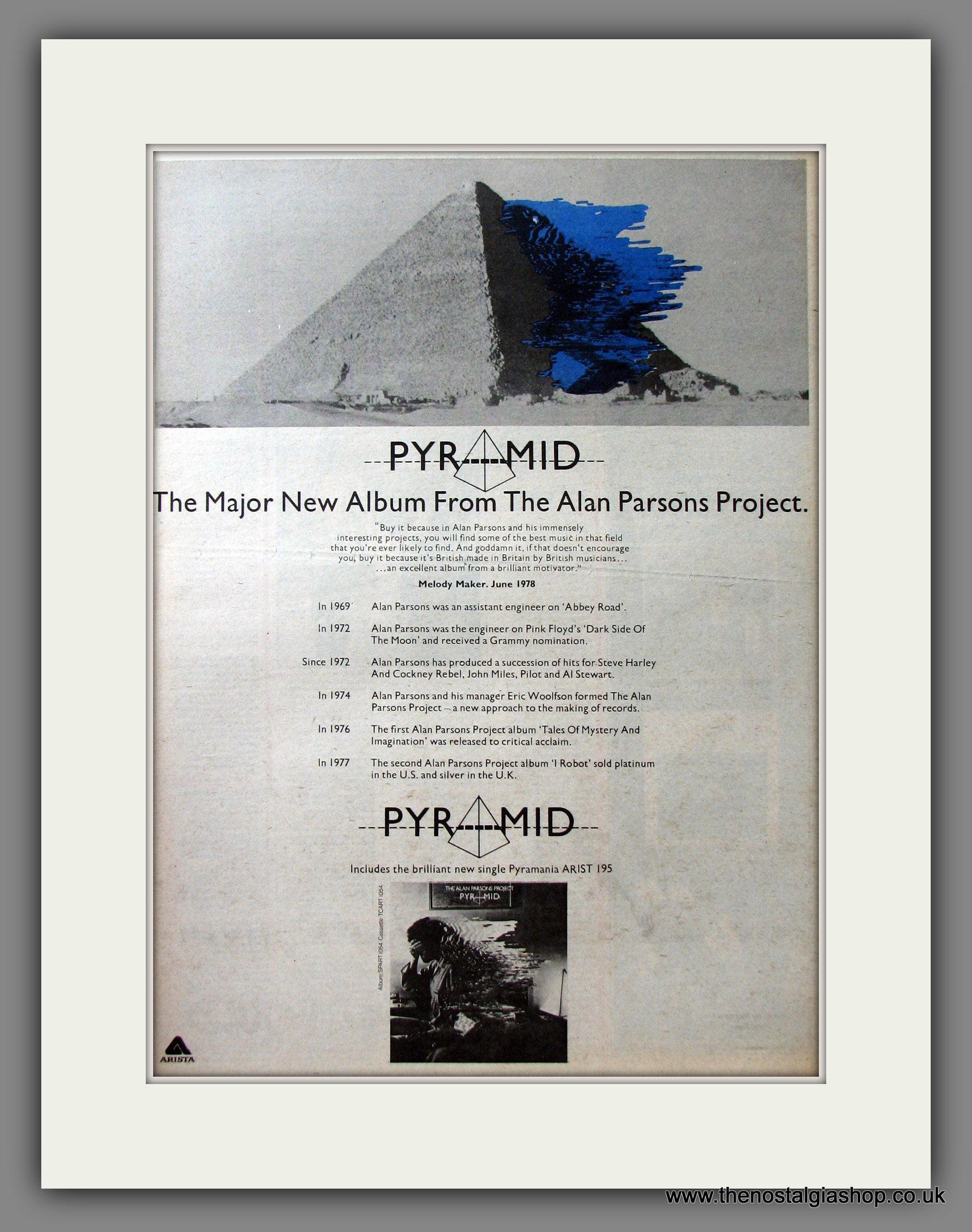 Alan Parsons, Pyramid. Original Advert 1978 (ref AD11612) – The ...