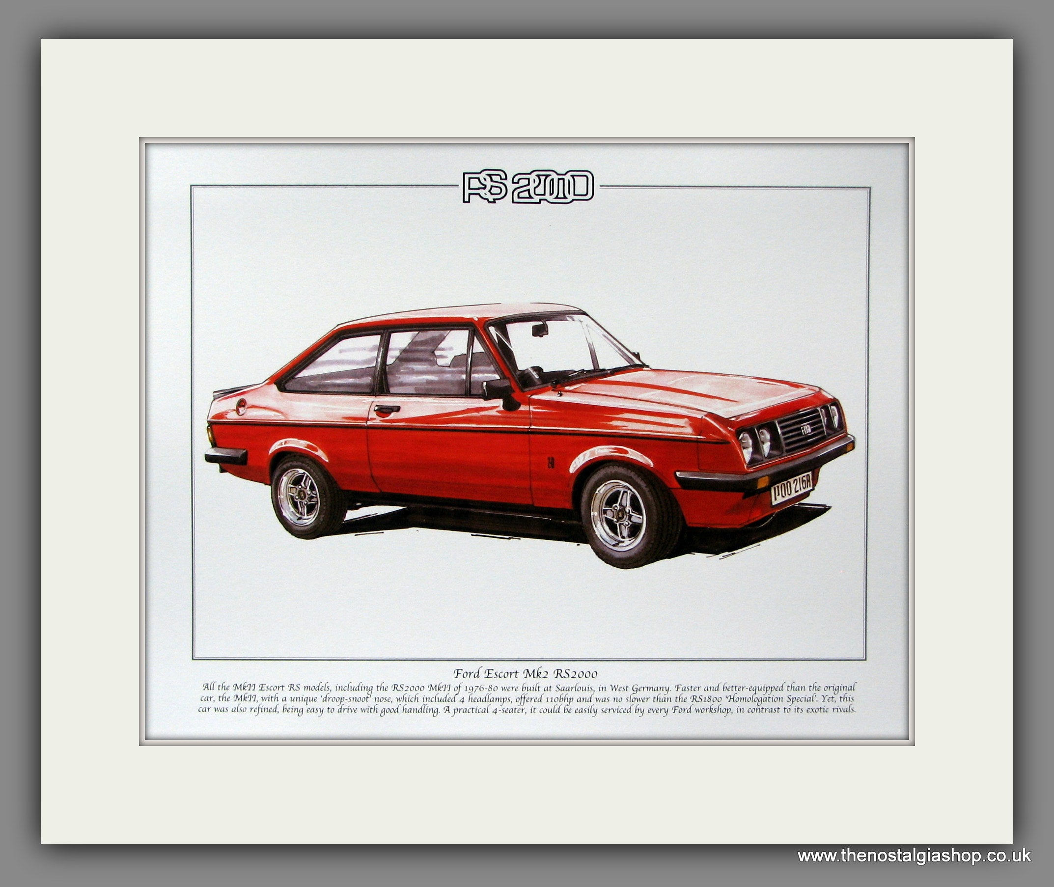 Ford Escort Mk II RS2000. Mounted Print. – The Nostalgia Shop