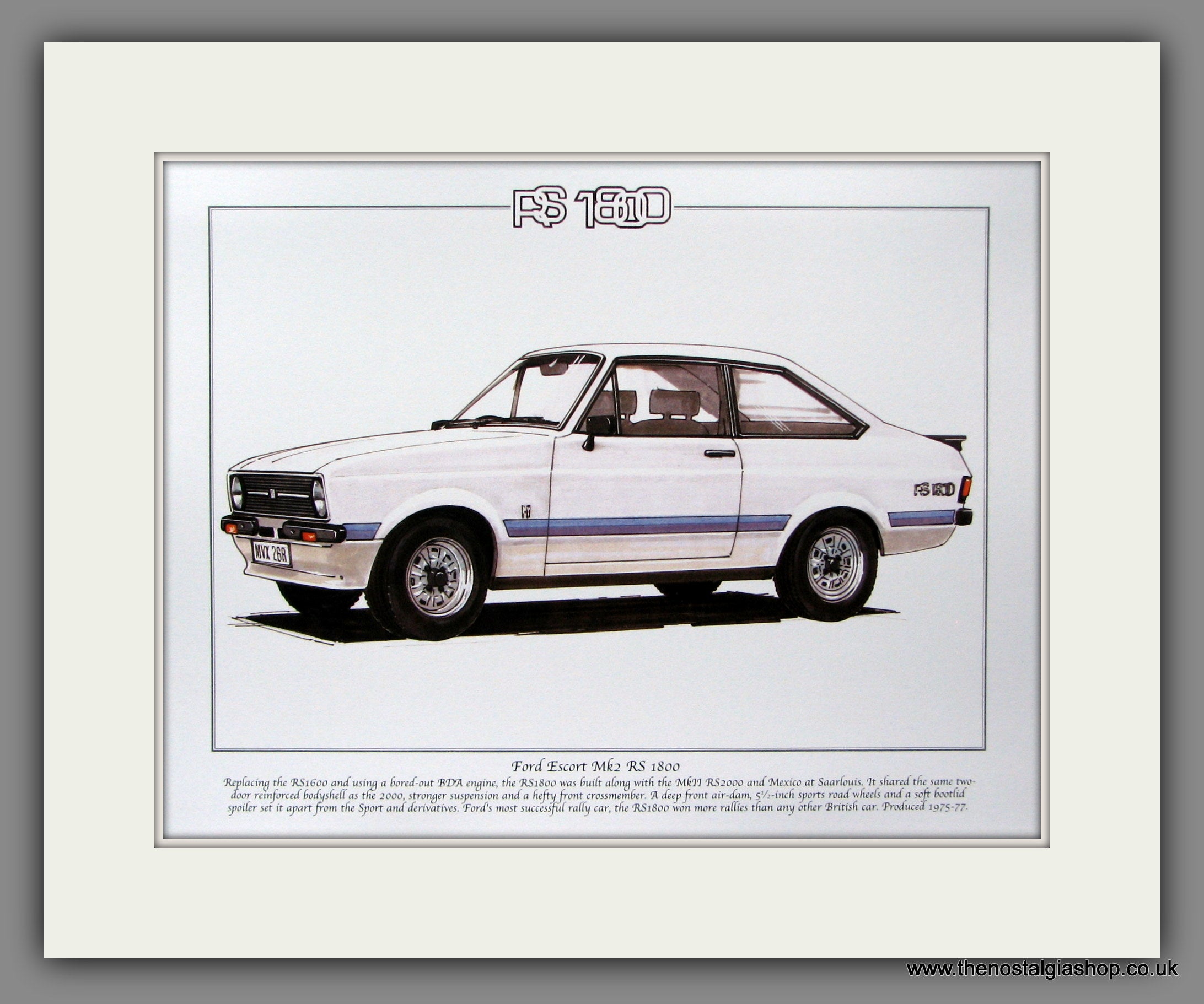 Ford Escort RS1800 Mk II . Mounted Print. – The Nostalgia Shop
