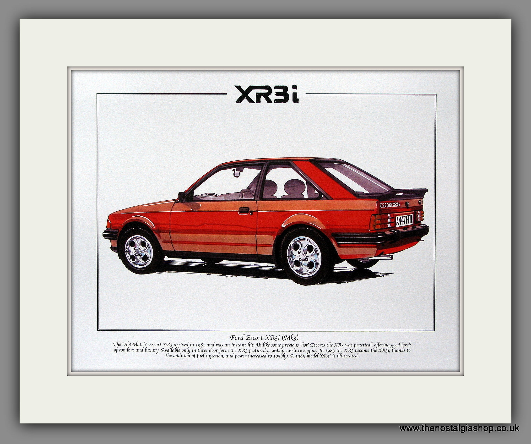 Ford Escort XR3i Mk III. Mounted Print. – The Nostalgia Shop