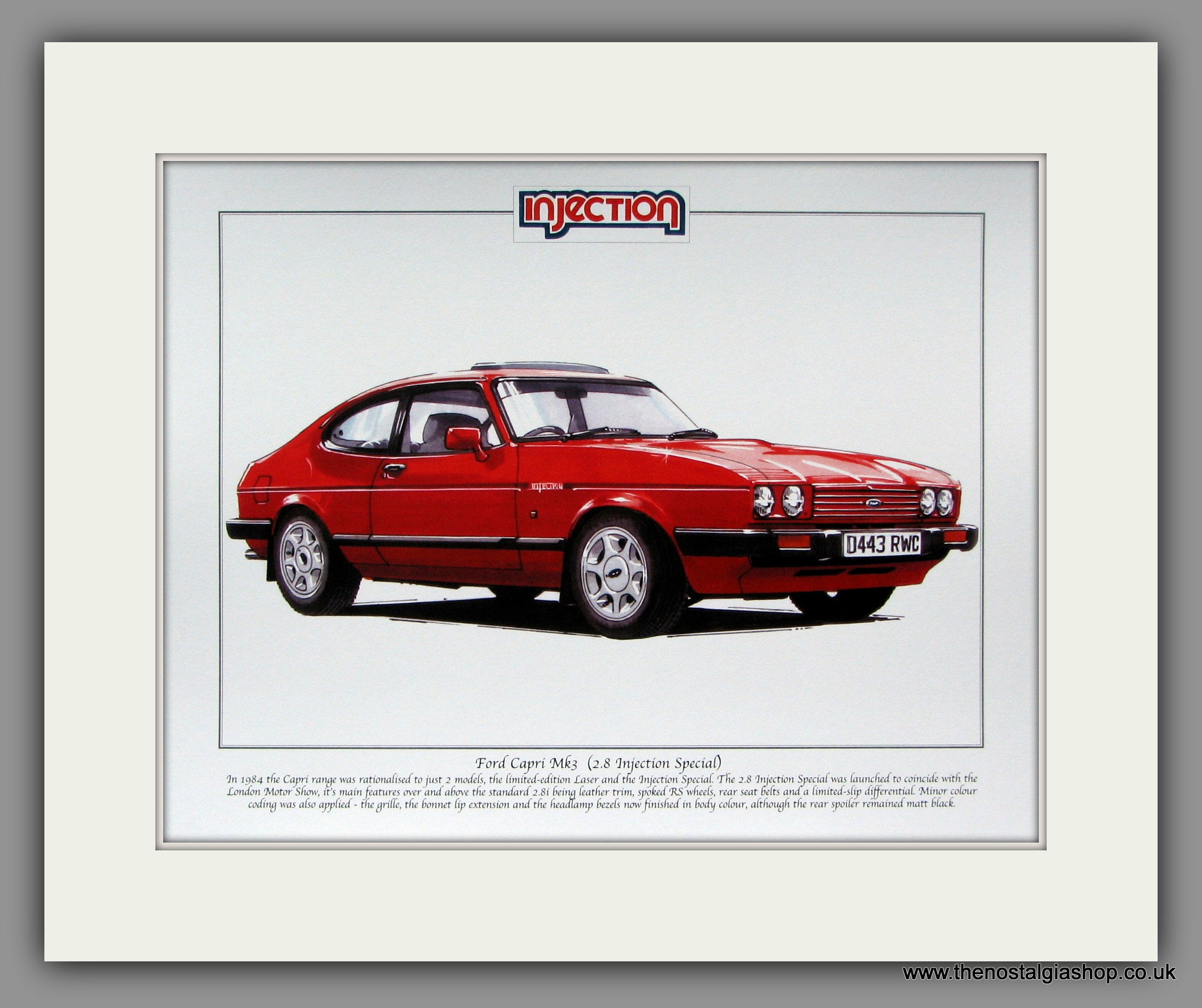Ford Capri MkIII 2.8 Injection Special. Mounted Print. – The Nostalgia Shop