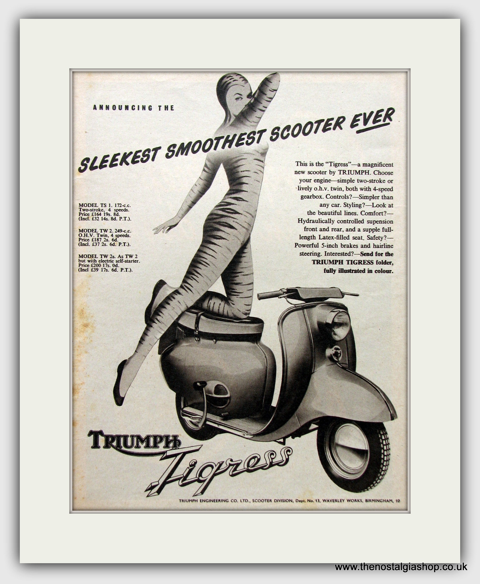 Triumph Tigress Scooter 1958 Original Advert (ref AD6823) – The ...