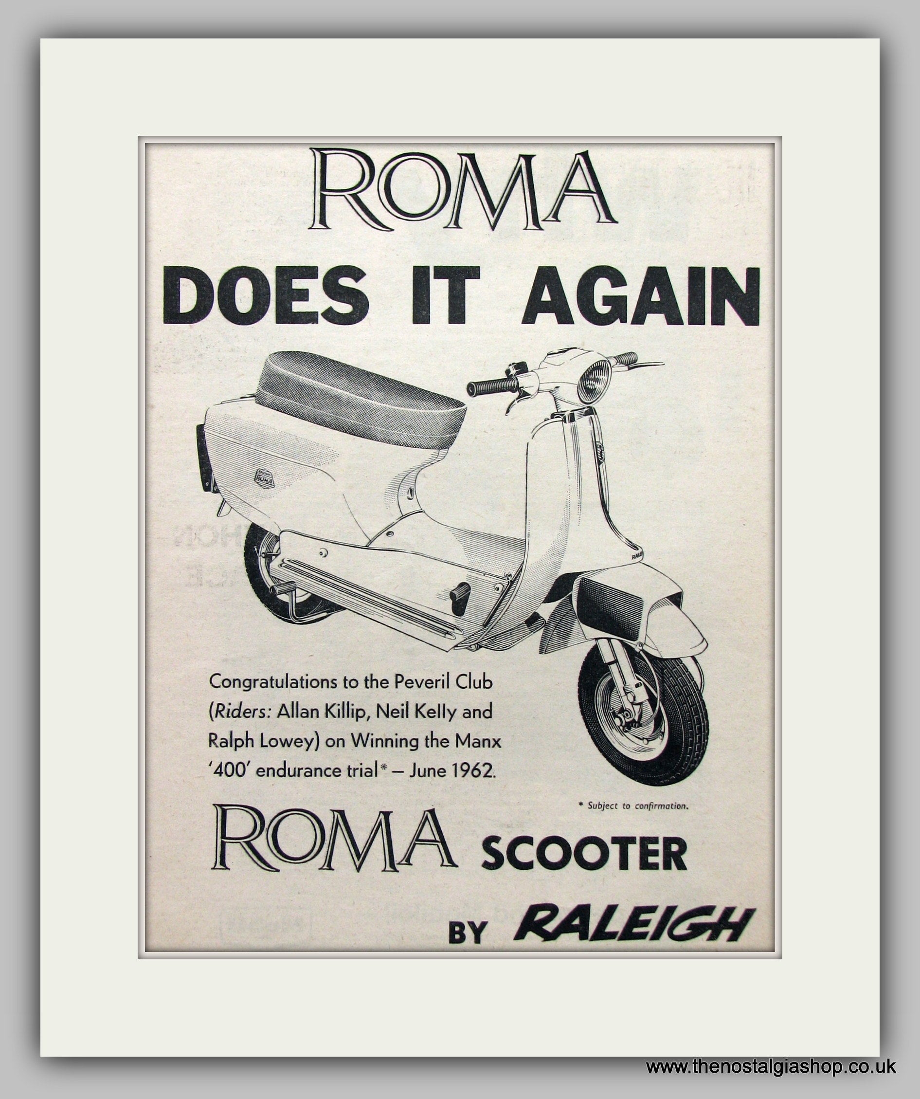 Roma Scooter by Raleigh 1962 Original Advert (ref AD6825) – The ...