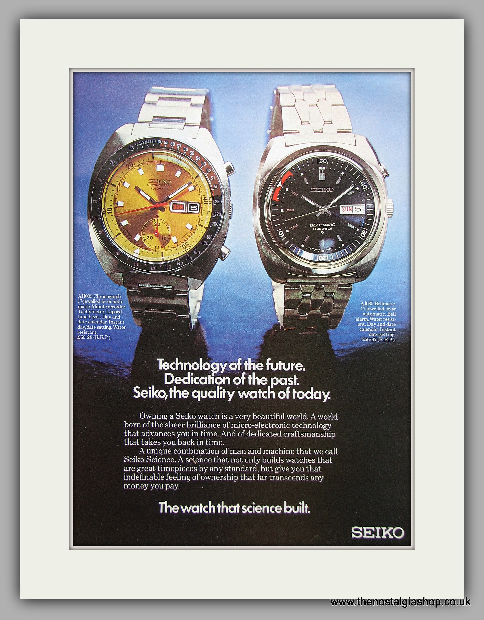 Seiko Chronograph and Bellmatic Watches. Original Advert 1973 (ref AD6 ...