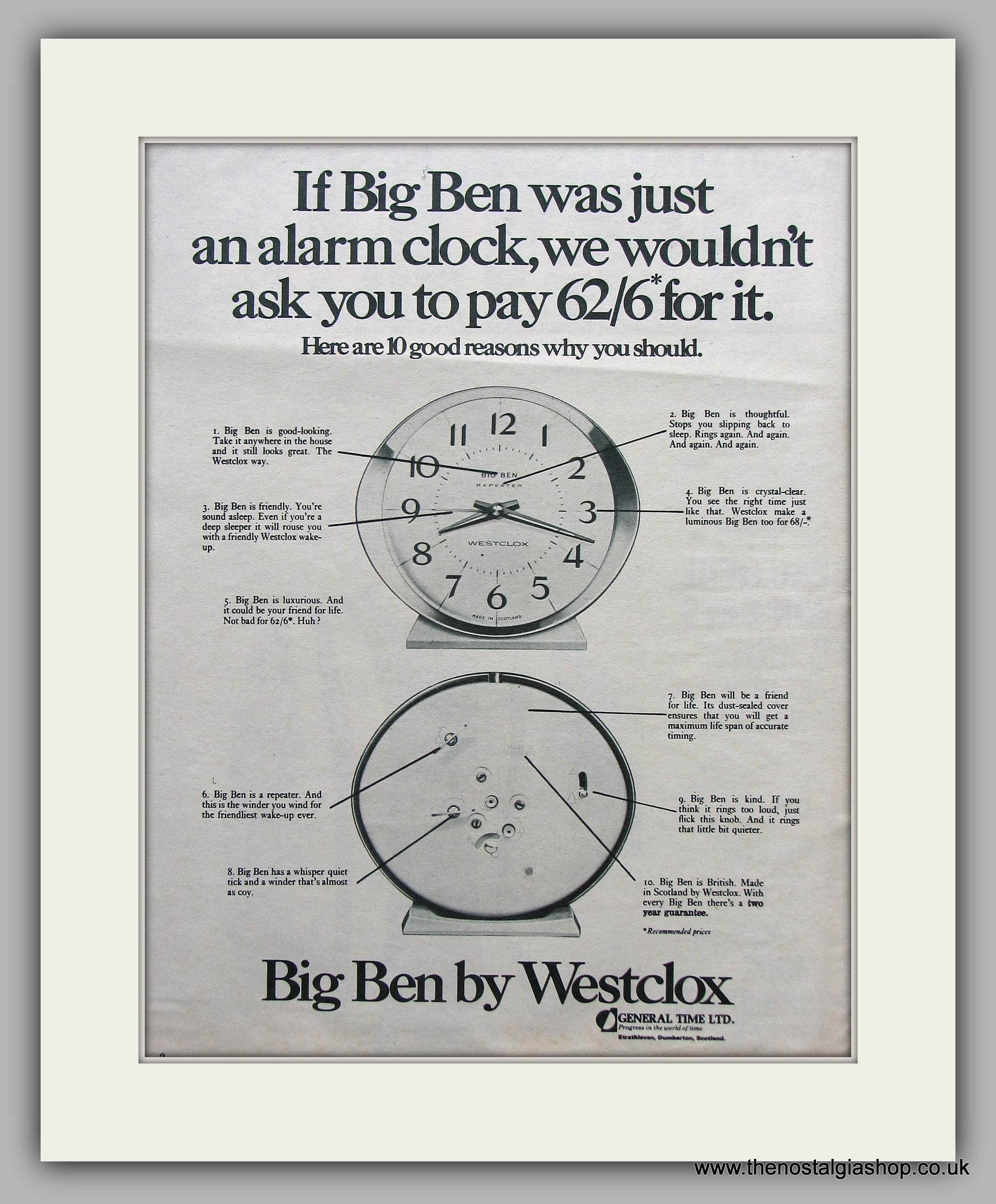 Westclox Big Ben Clocks. Original Advert 1969 (ref AD6871) – The ...
