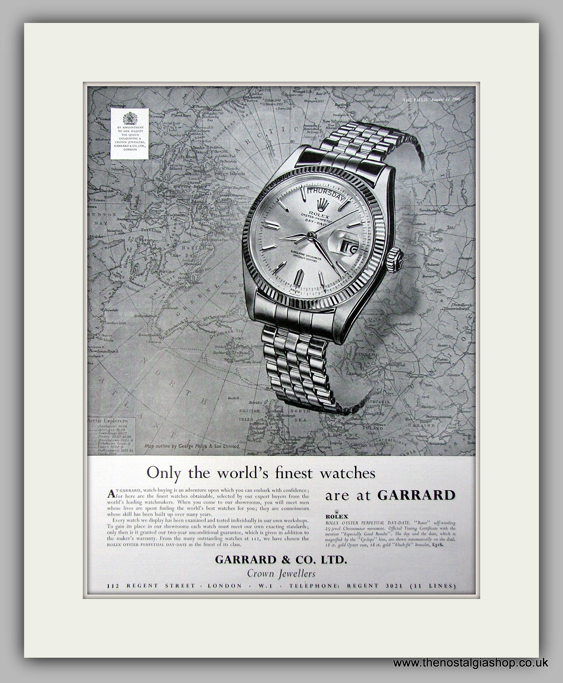 Rolex Oyster Perpetual Day-Date Watch. Original Advert 1960 (ref AD945 ...