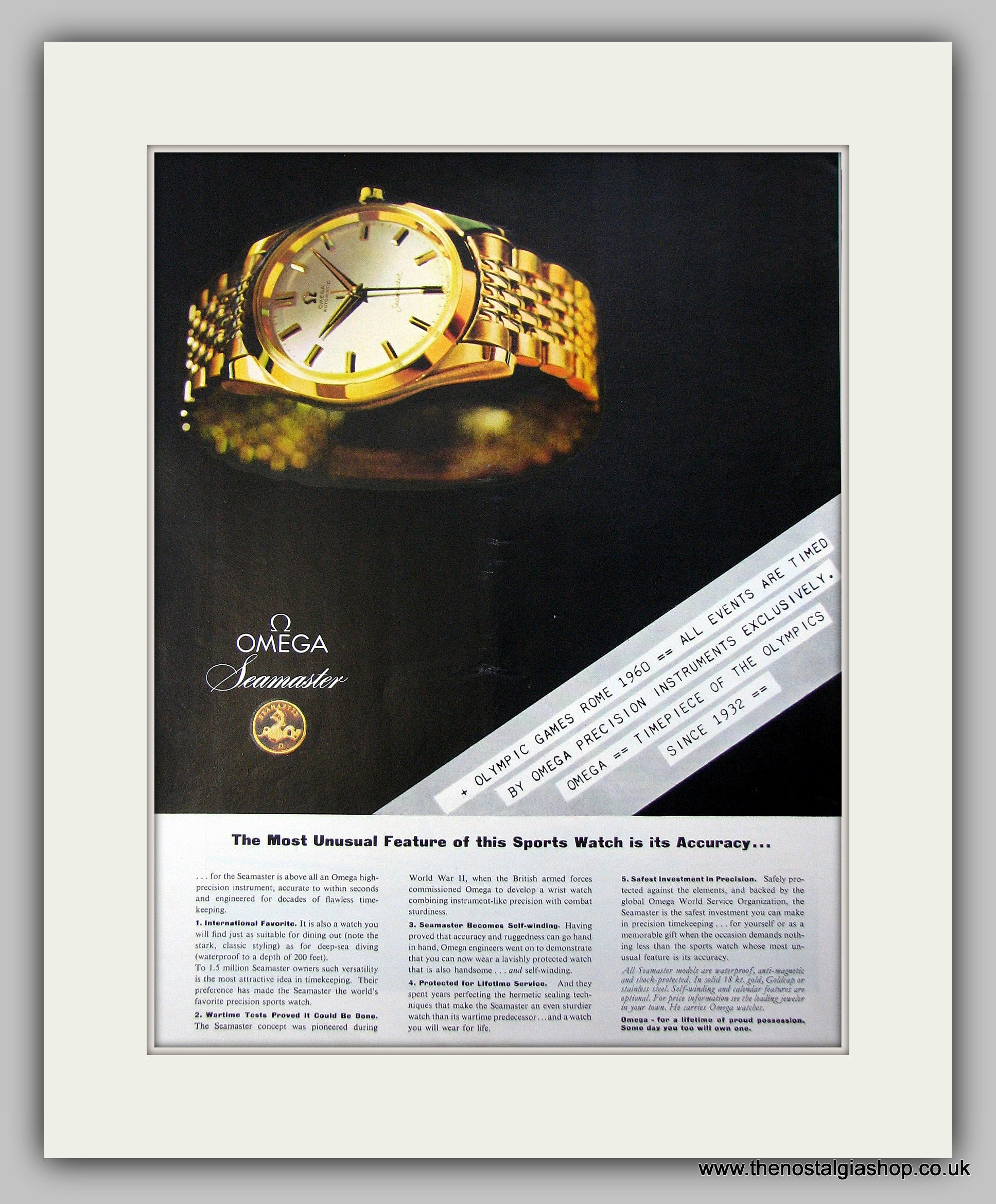 Omega Seamaster Watch. Original Advert 1960 (ref AD9459) – The ...