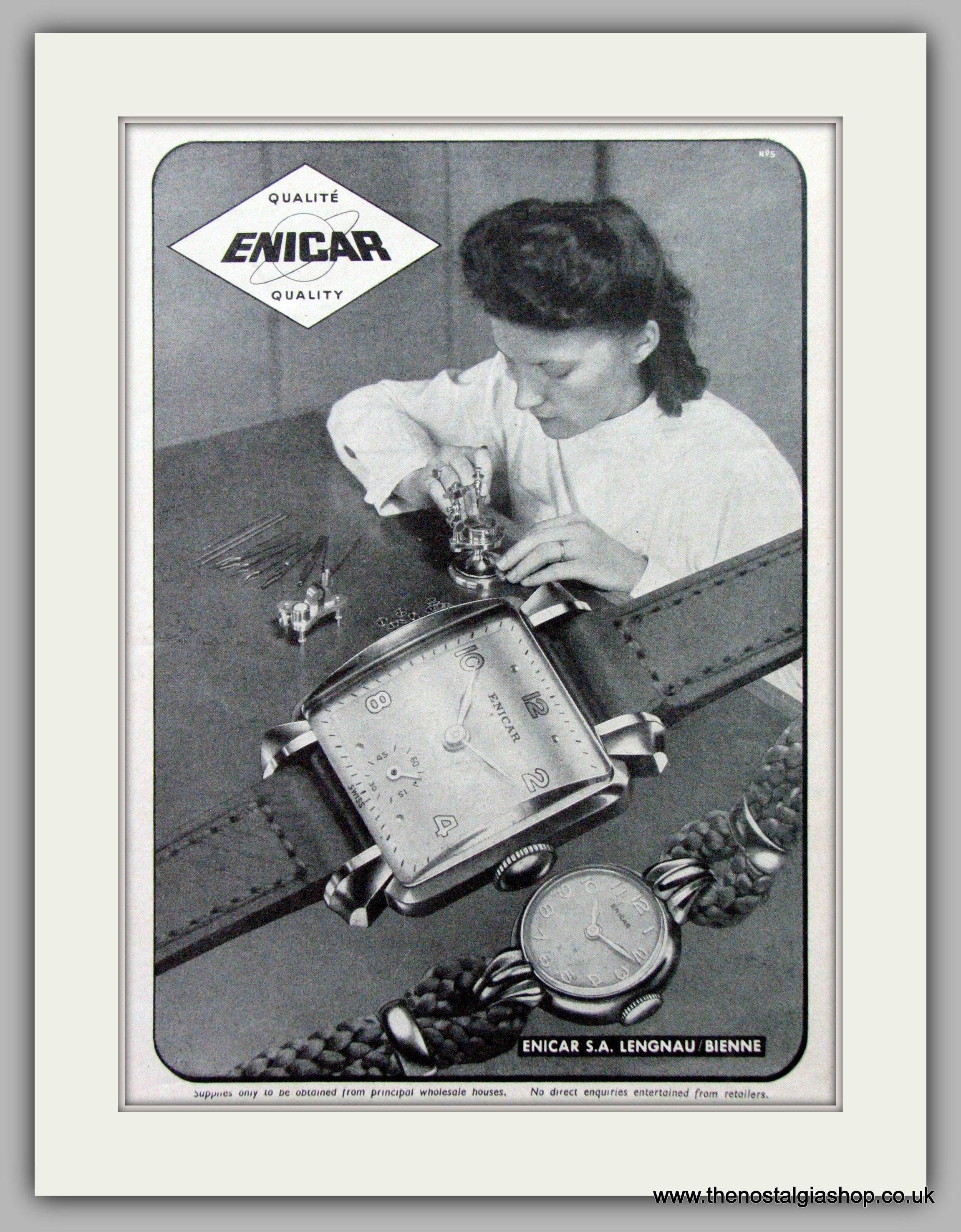 Enicar Watches. Original Advert 1948 (ref AD7083) – The Nostalgia Shop