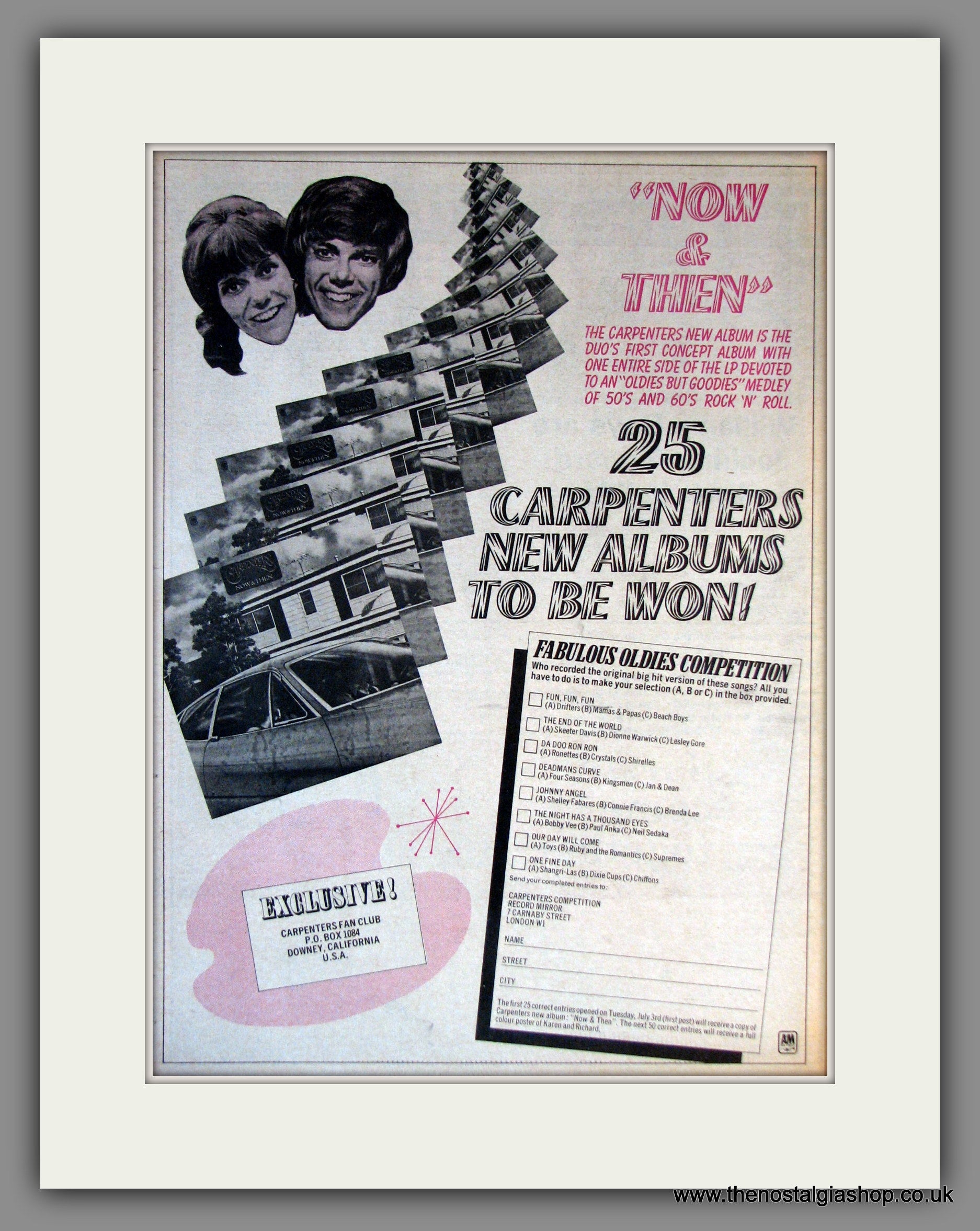 Carpenters (The) Now And Then. Competition.. Original Advert 1973 (ref ...