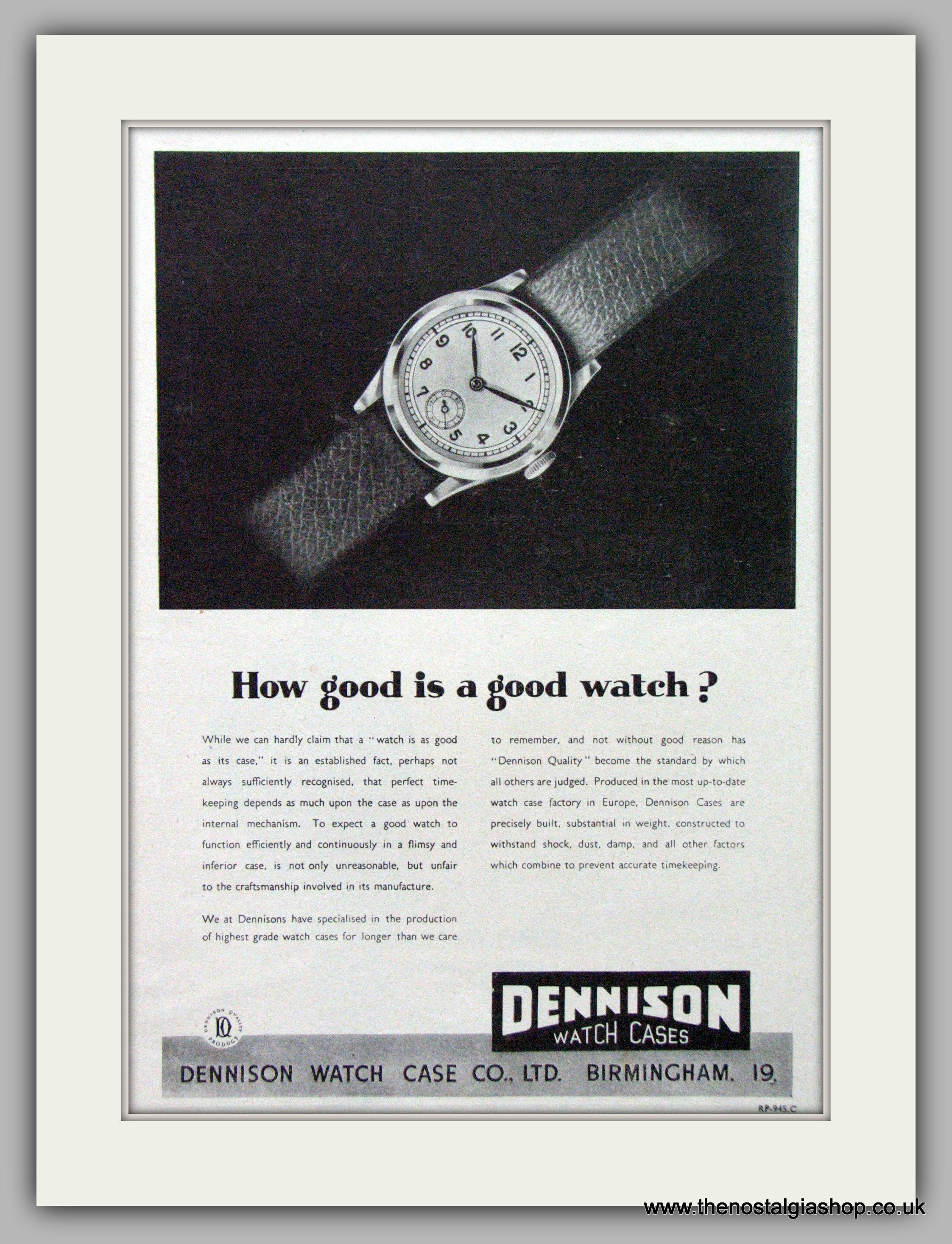 Dennison Watch Case Co. Original Advert 1946 (ref AD7118) – The ...