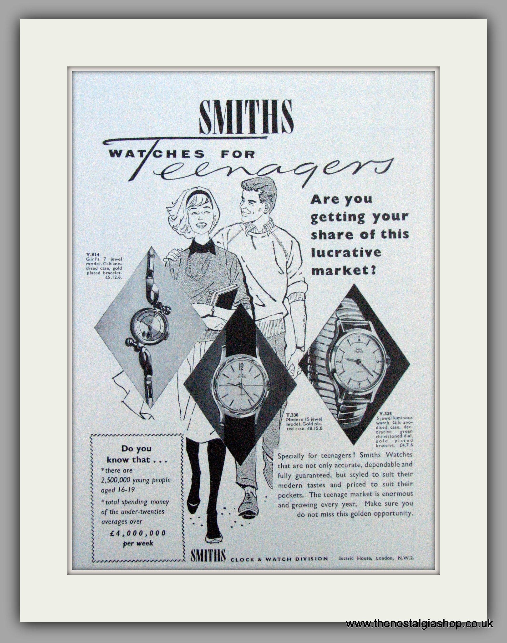 Smiths Teenagers Watches. Original Advert 1959 (ref AD7143) – The ...