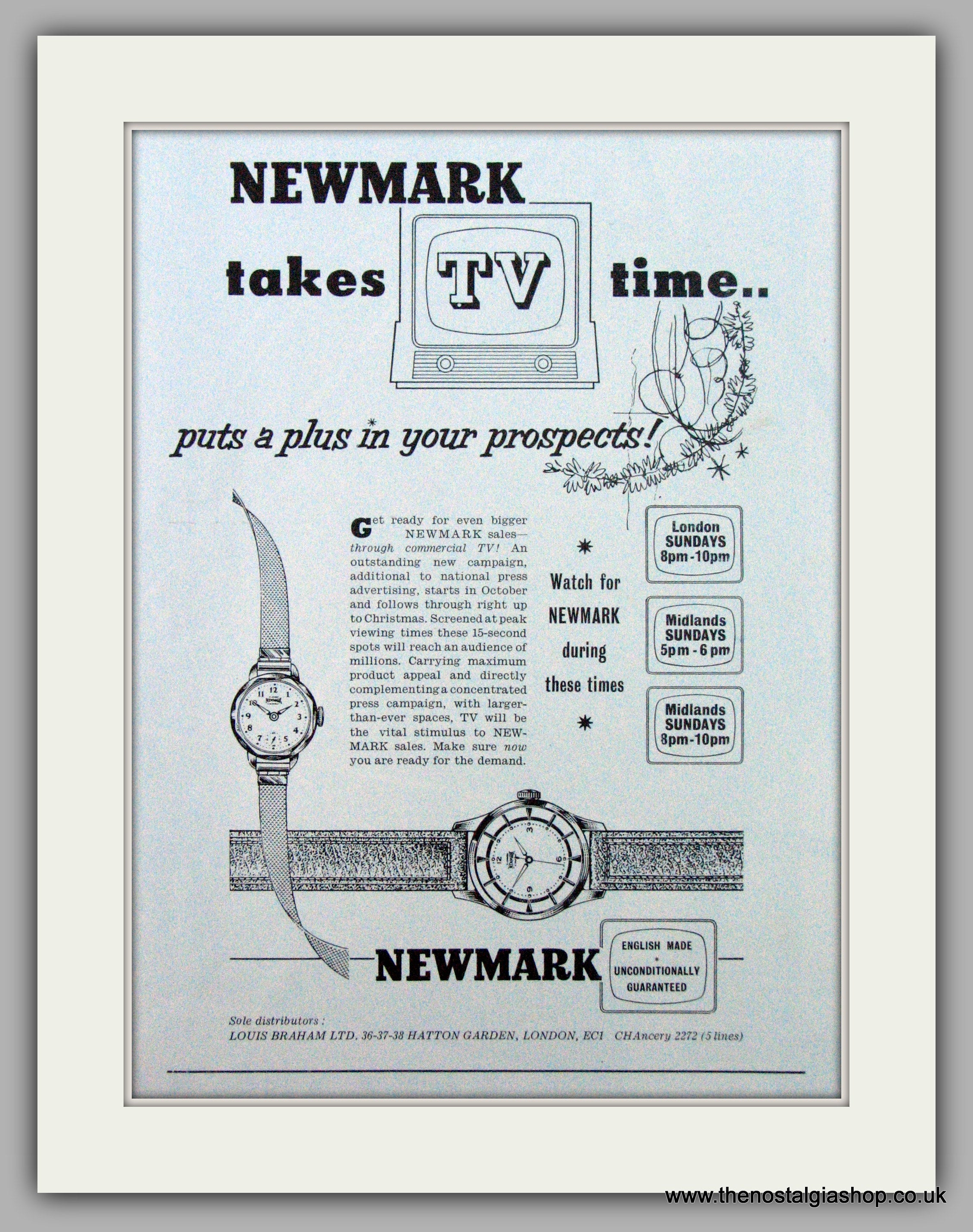 Newmark Watches TV Louis Braham. Original Advert 1956 (ref AD7194 ...