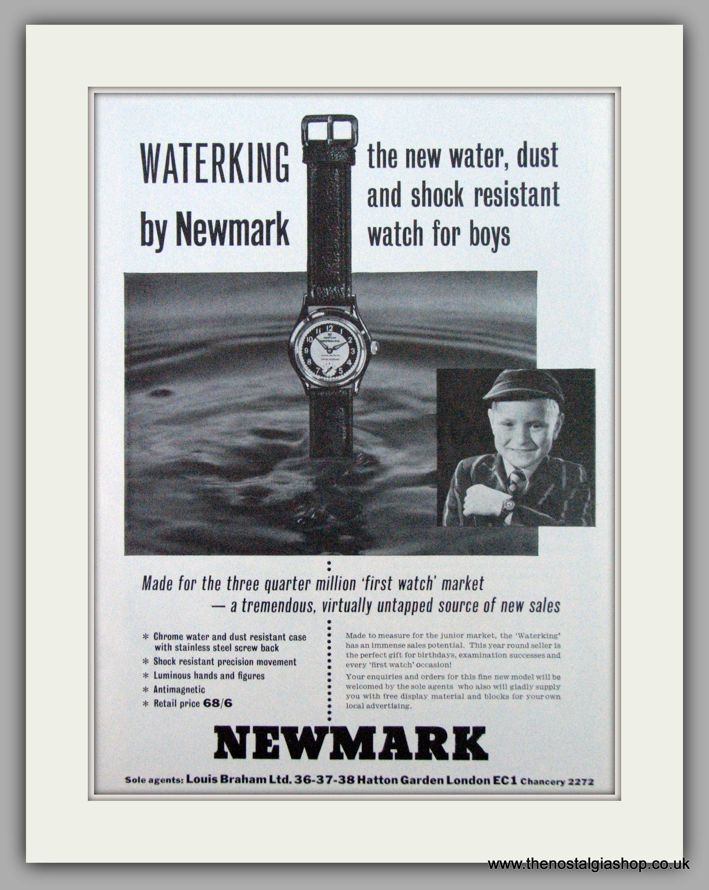 Newmark Boys Waterking Watches Louis Braham. Original Advert 1959 (ref ...