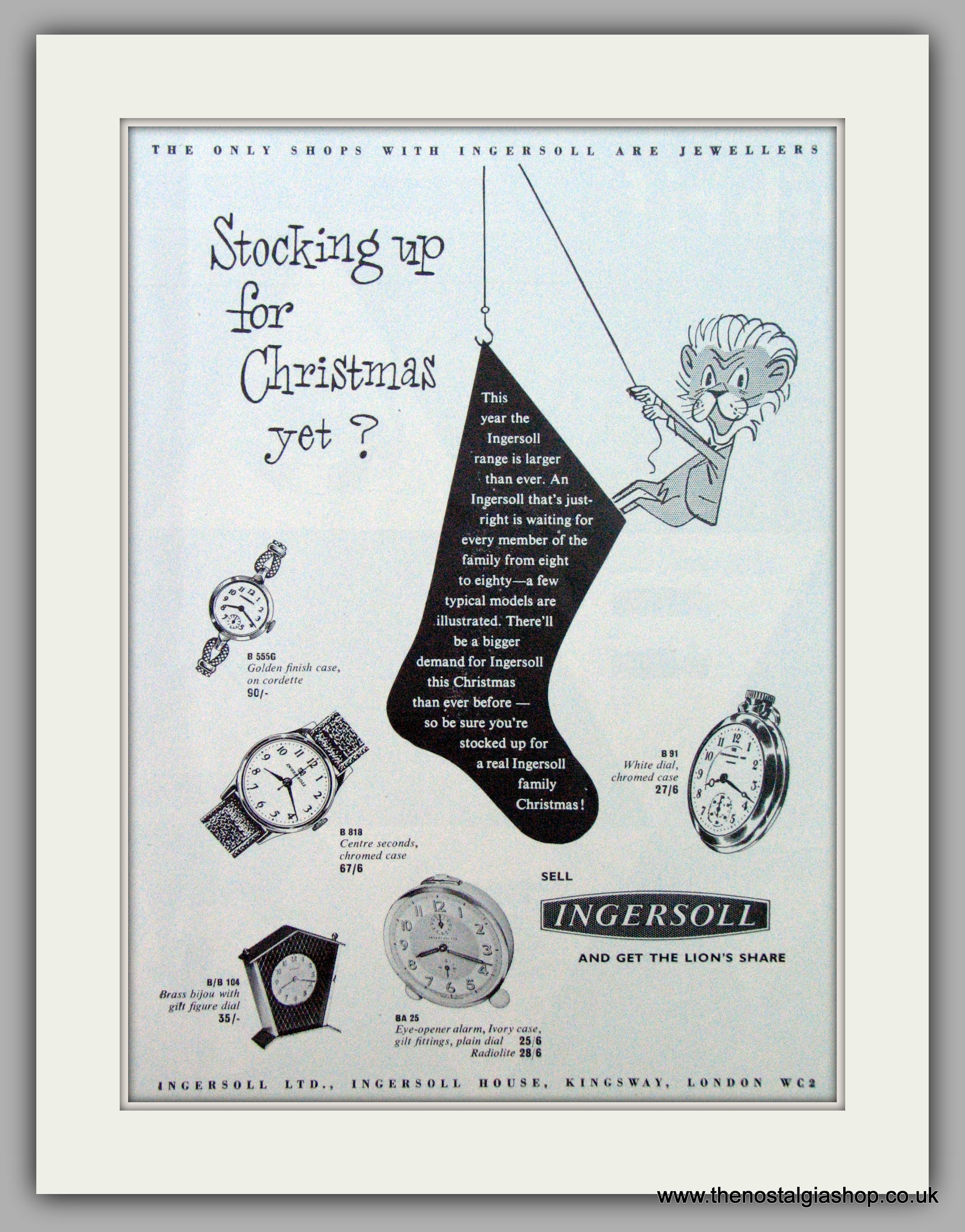 Ingersoll Clocks & Watches. Original Advert 1957. (ref AD7256) – The ...