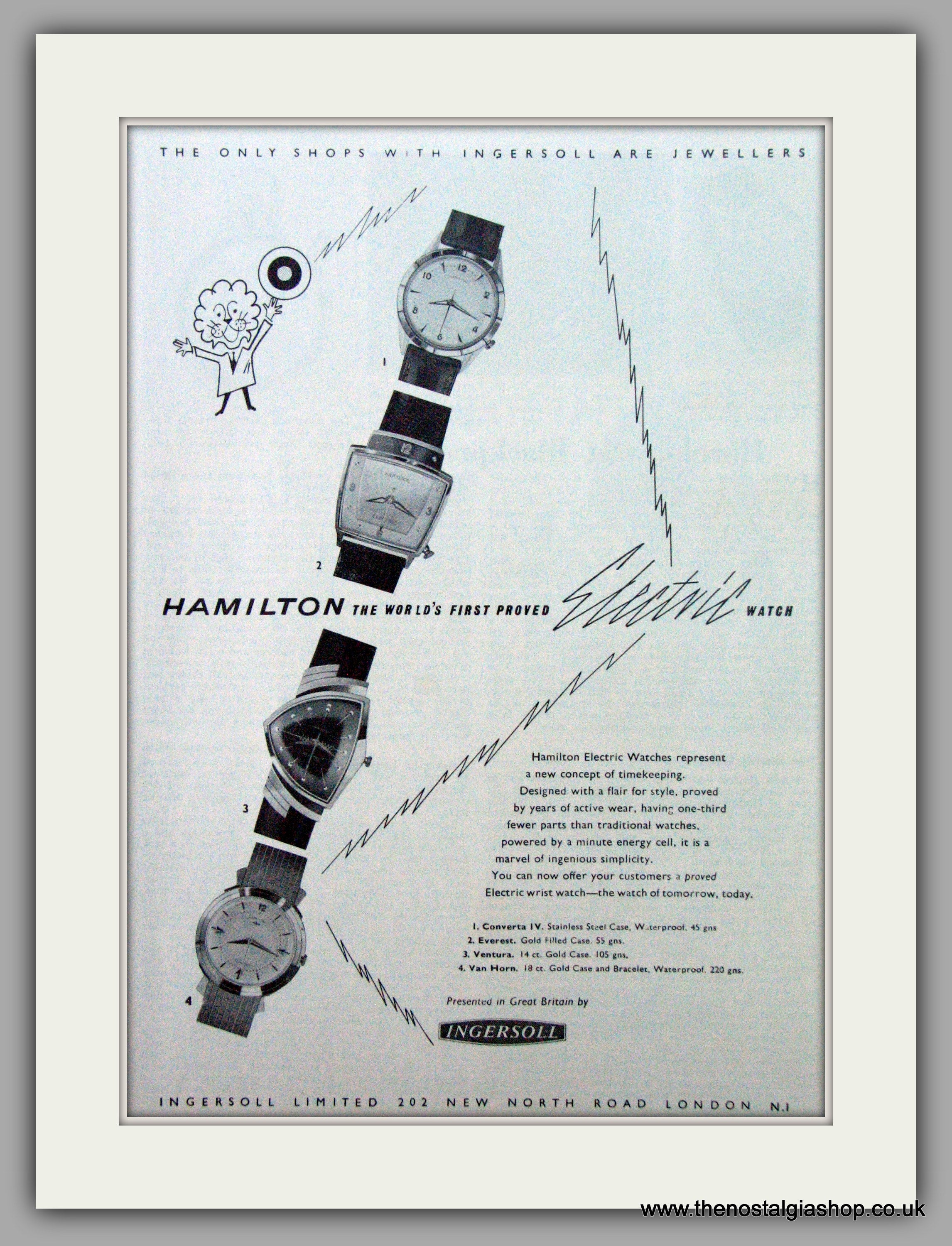 Ingersoll Hamilton Electric Watches. Original Advert 1961. (ref AD7265 ...