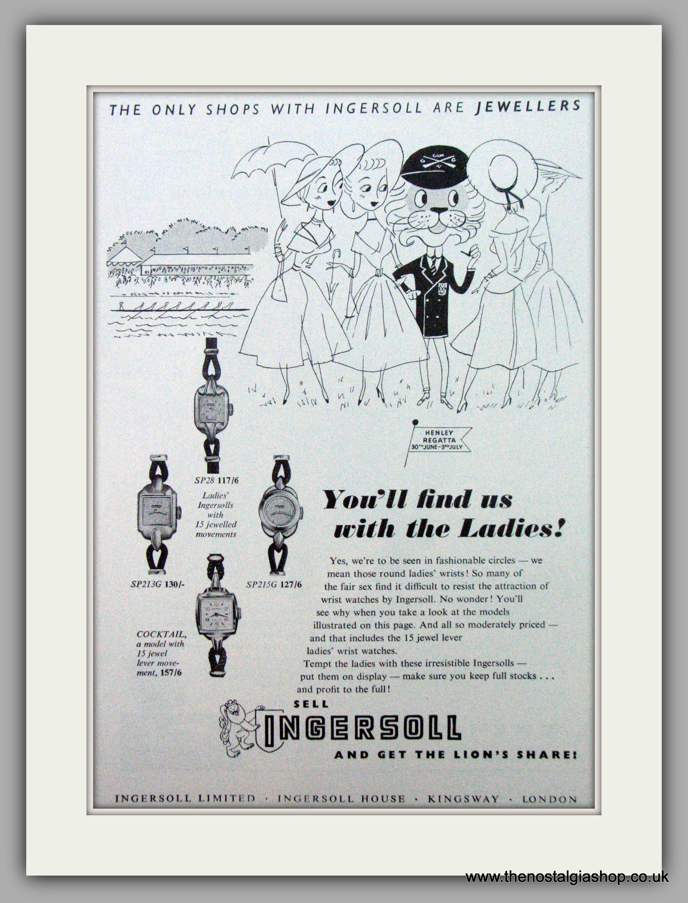 Ingersoll Ladies Watches. Original Advert 1954. (ref AD7273) – The ...
