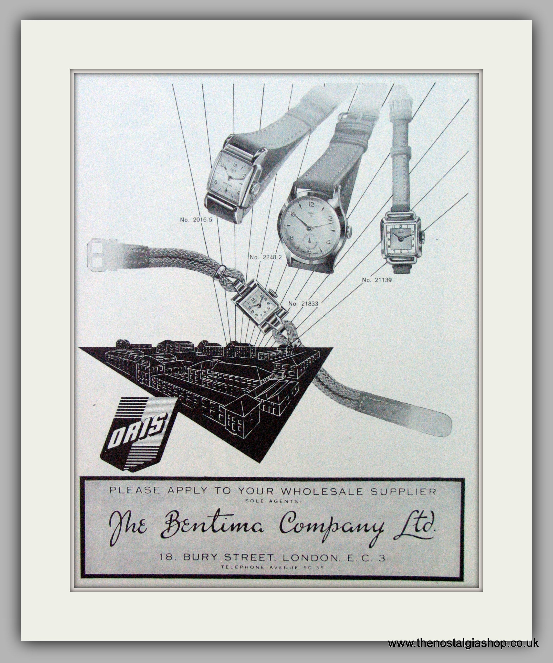 Oris Swiss Watches. Original Advert 1954. (ref AD7362) – The Nostalgia Shop