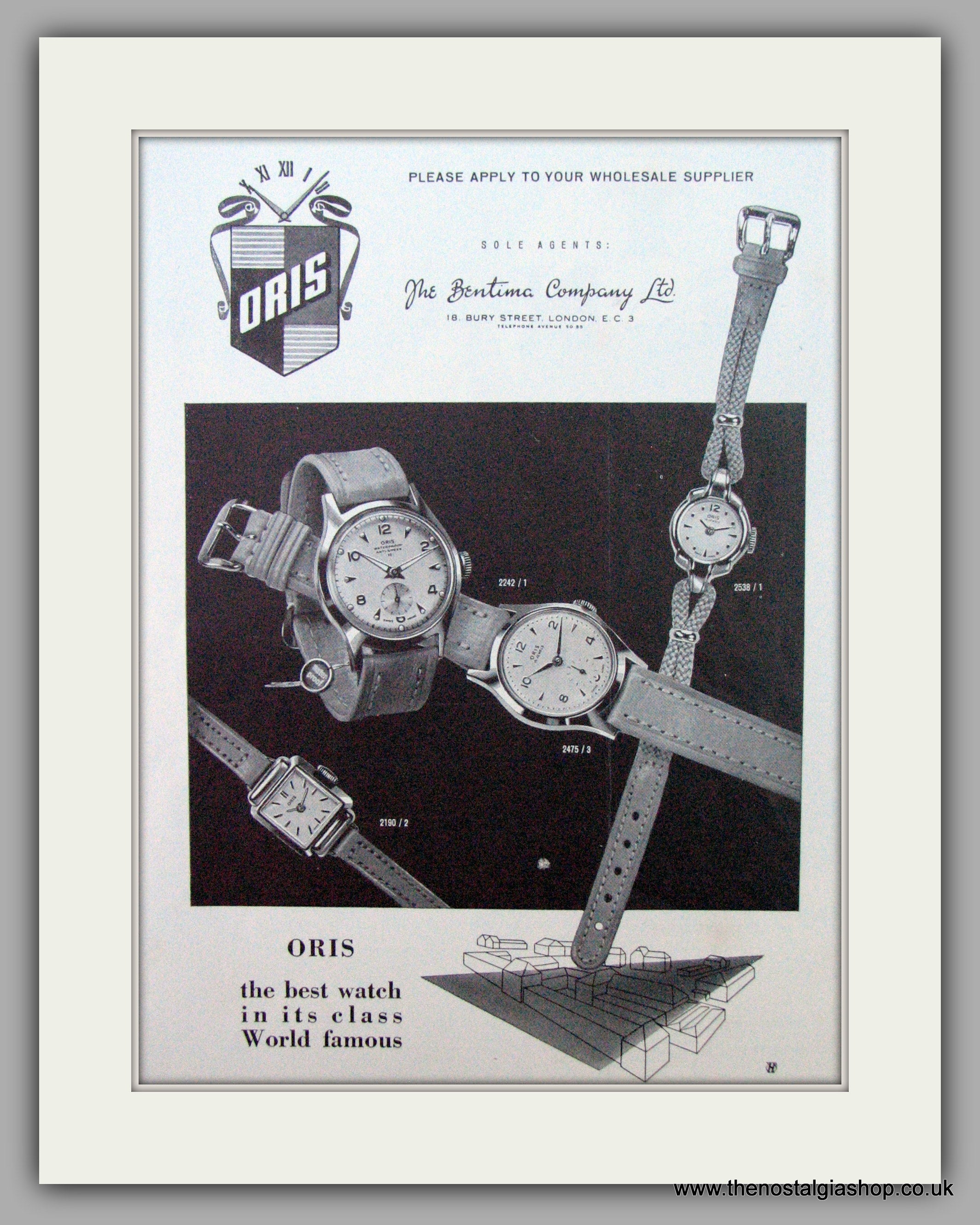Oris Swiss Watches. Original Advert 1957. (ref AD7367) – The Nostalgia Shop