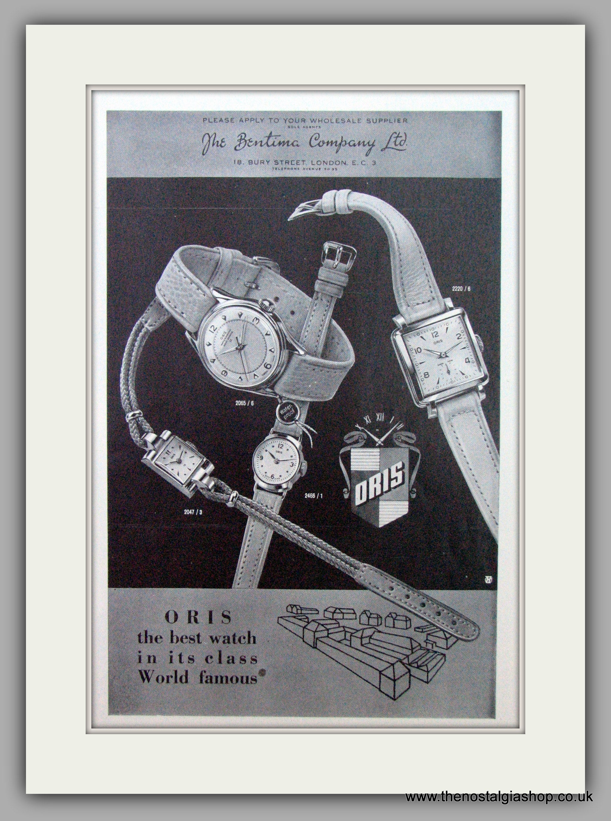Oris Swiss Watches. Original Advert 1957. (ref AD7369) – The Nostalgia Shop