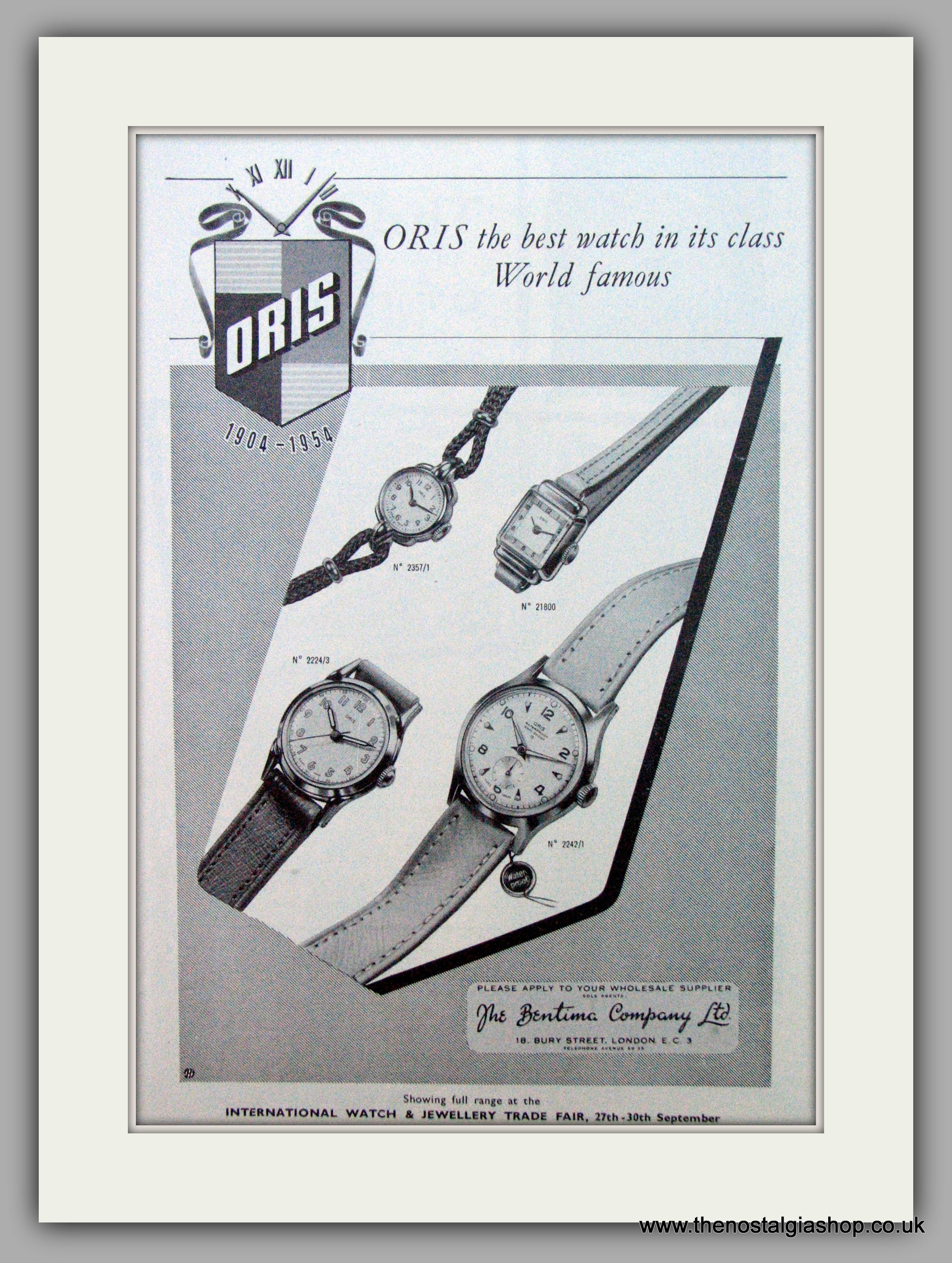 Oris Swiss Watches. Original Advert 1955. (ref AD7370) – The Nostalgia Shop