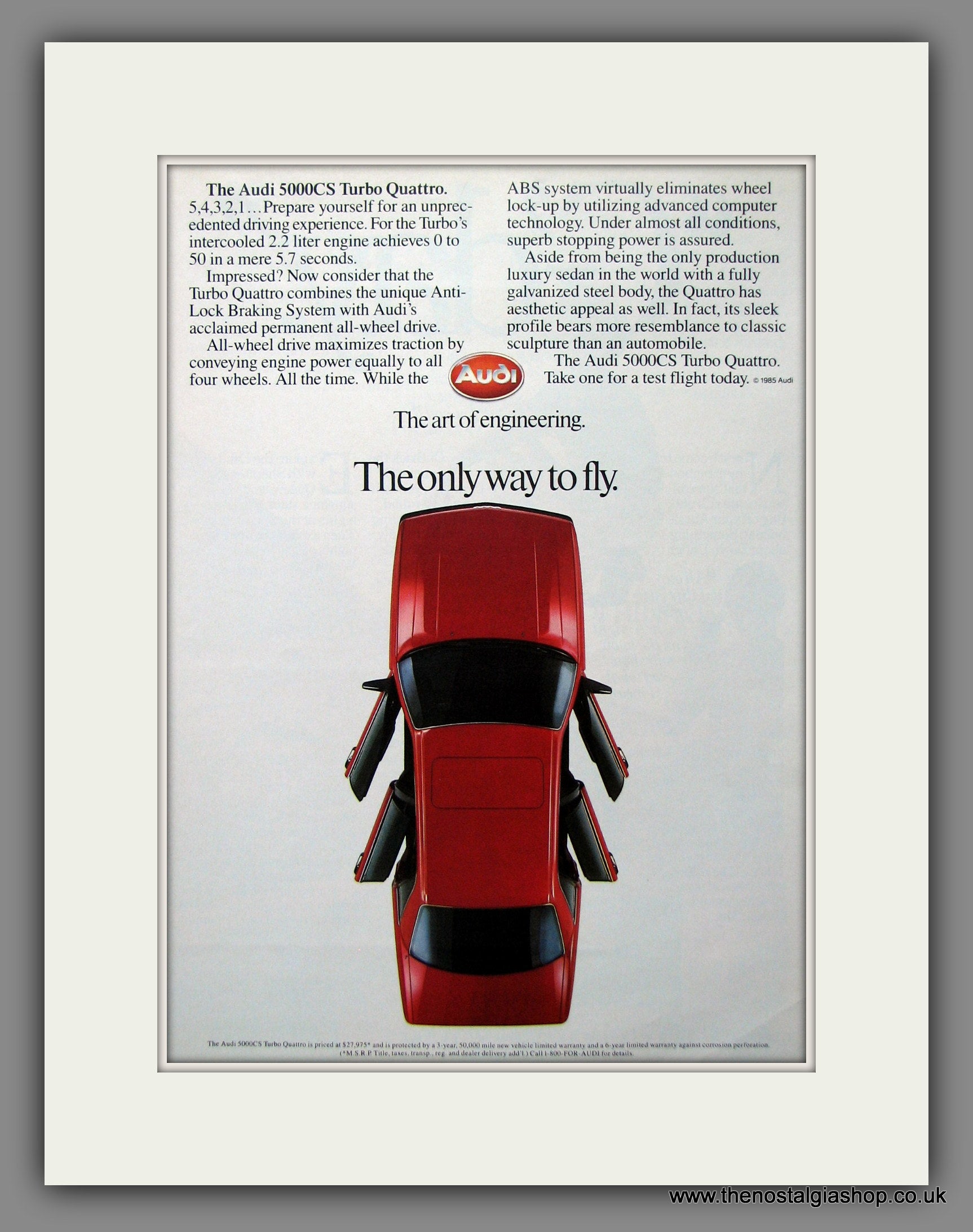 Audi 5000CS Turbo Quattro. Original American Advert 1986 (ref AD54591 ...