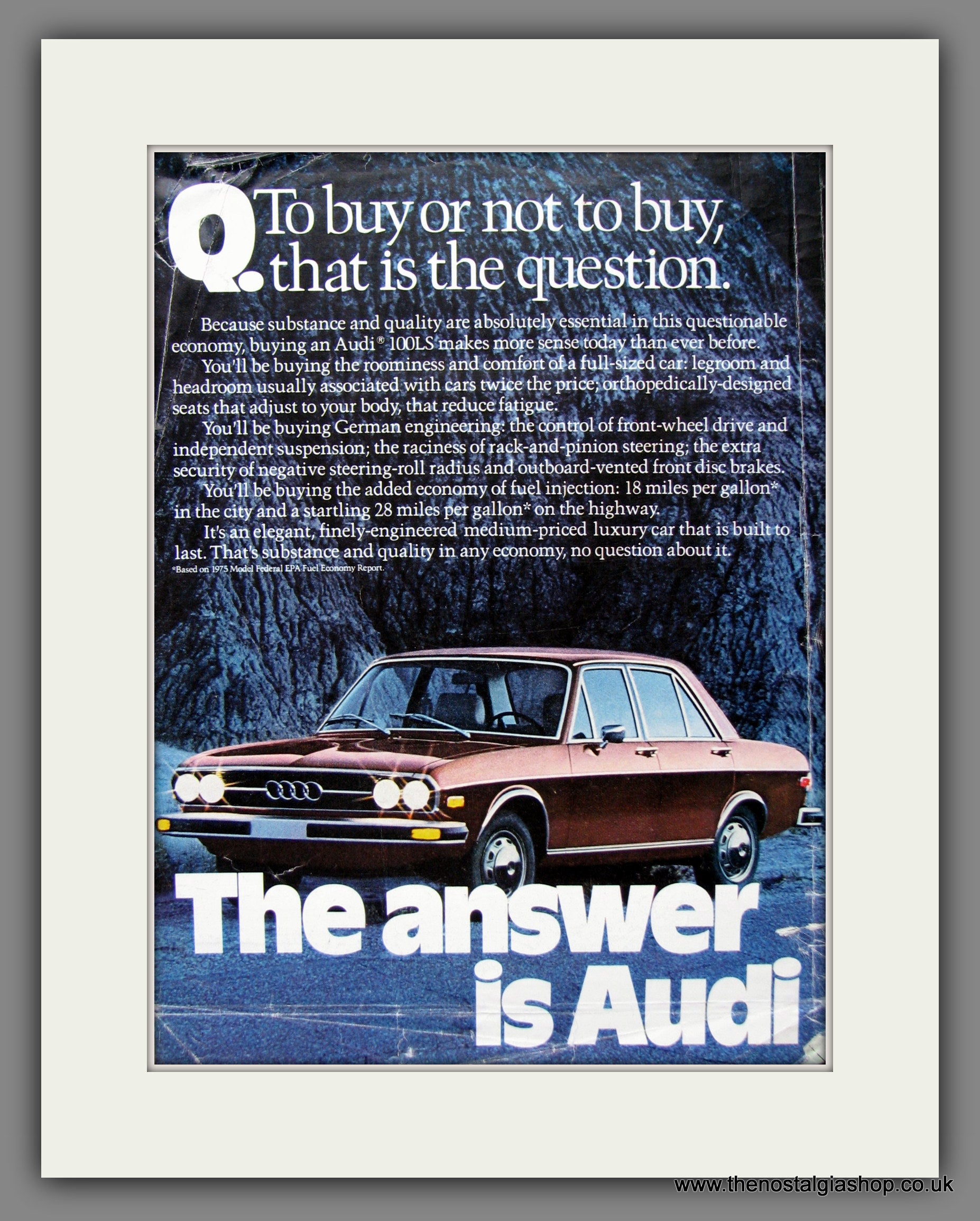 Audi 100LS. Original American Advert 1975 (ref AD54598) – The Nostalgia ...