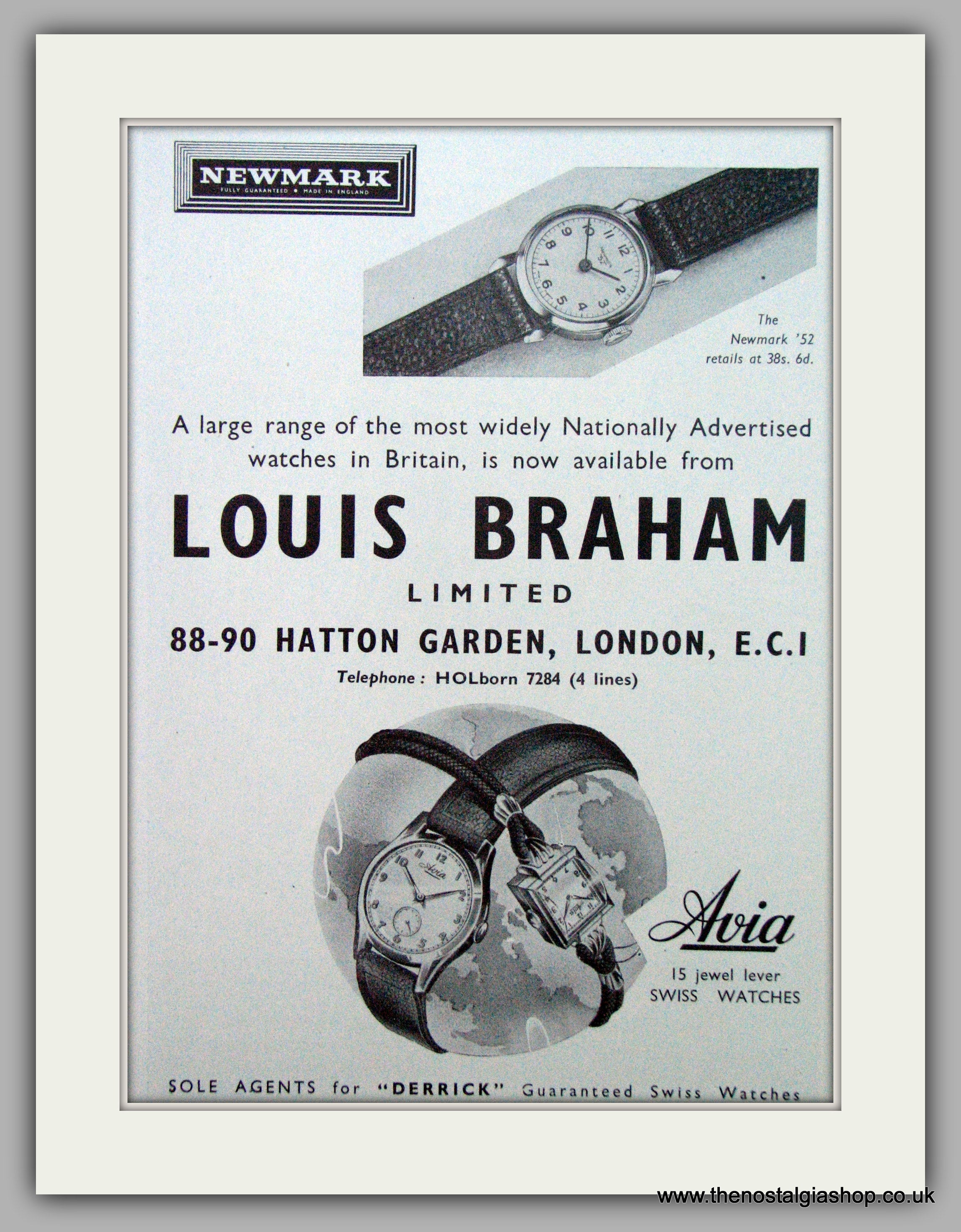 Louis Braham Watches. Original Advert 1952. (ref AD7442) – The ...