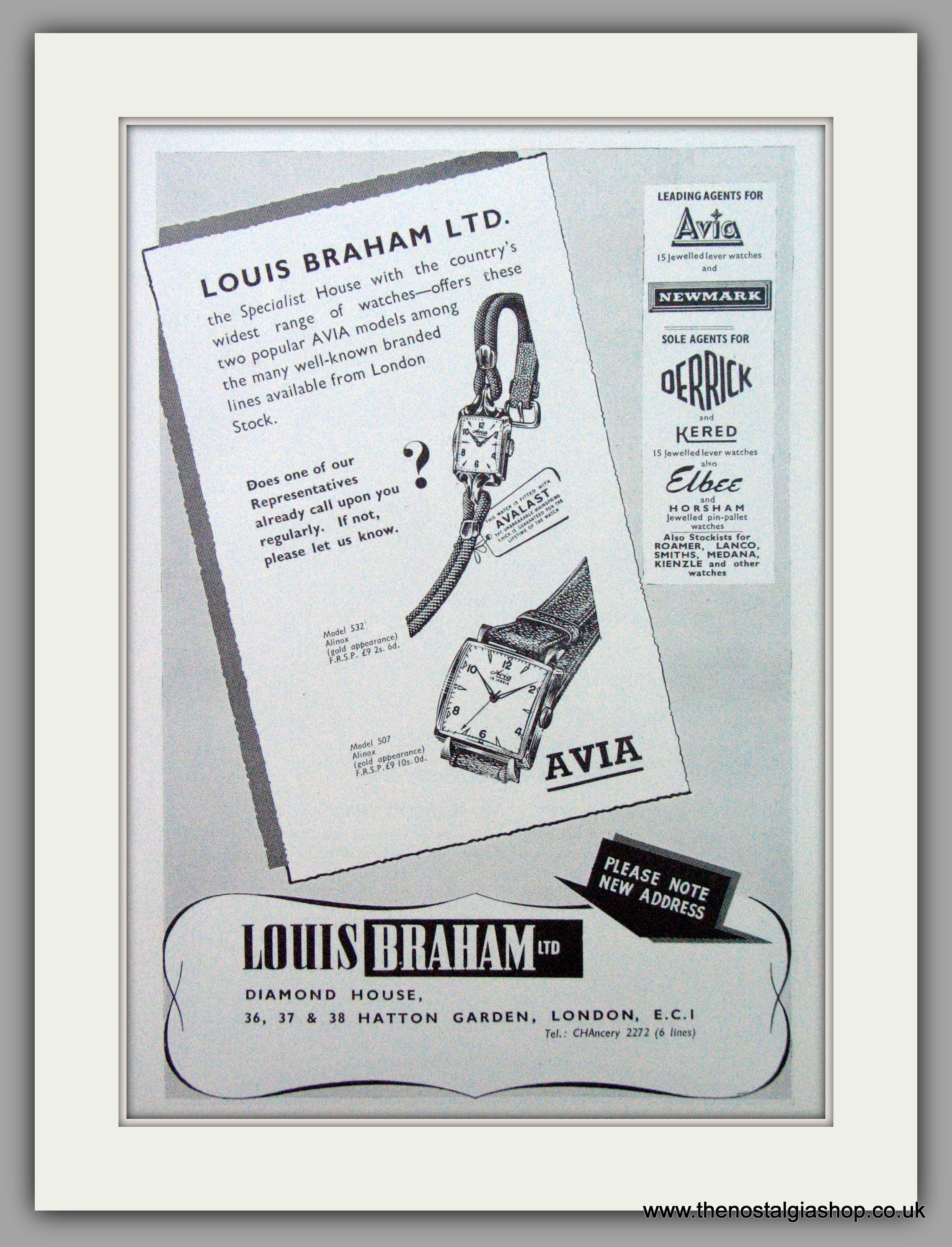 Louis Braham Watches. Original Advert 1954. (ref AD7443) – The ...