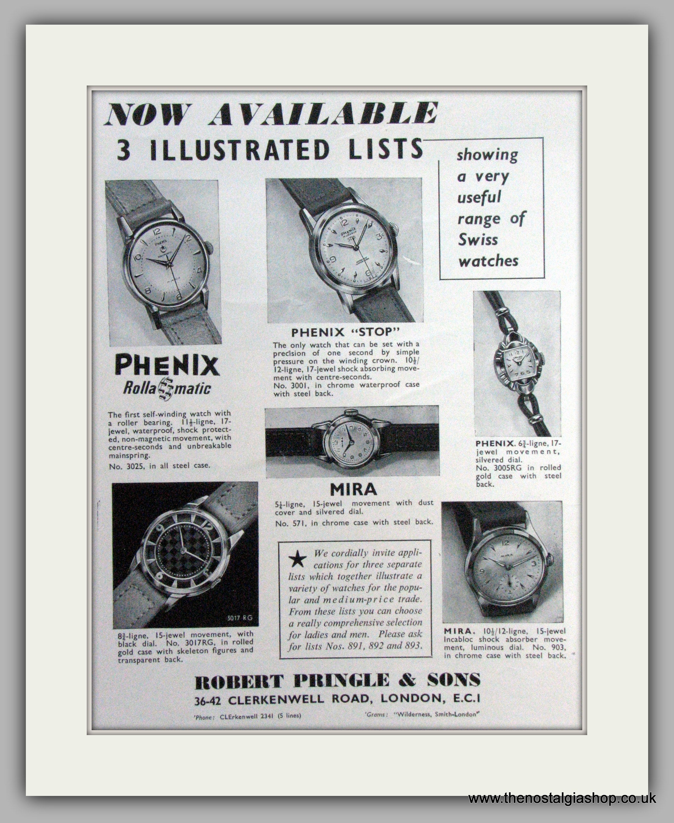 Robert Pringle & Sons Watches. Original Advert 1956 (ref AD7531) – The ...