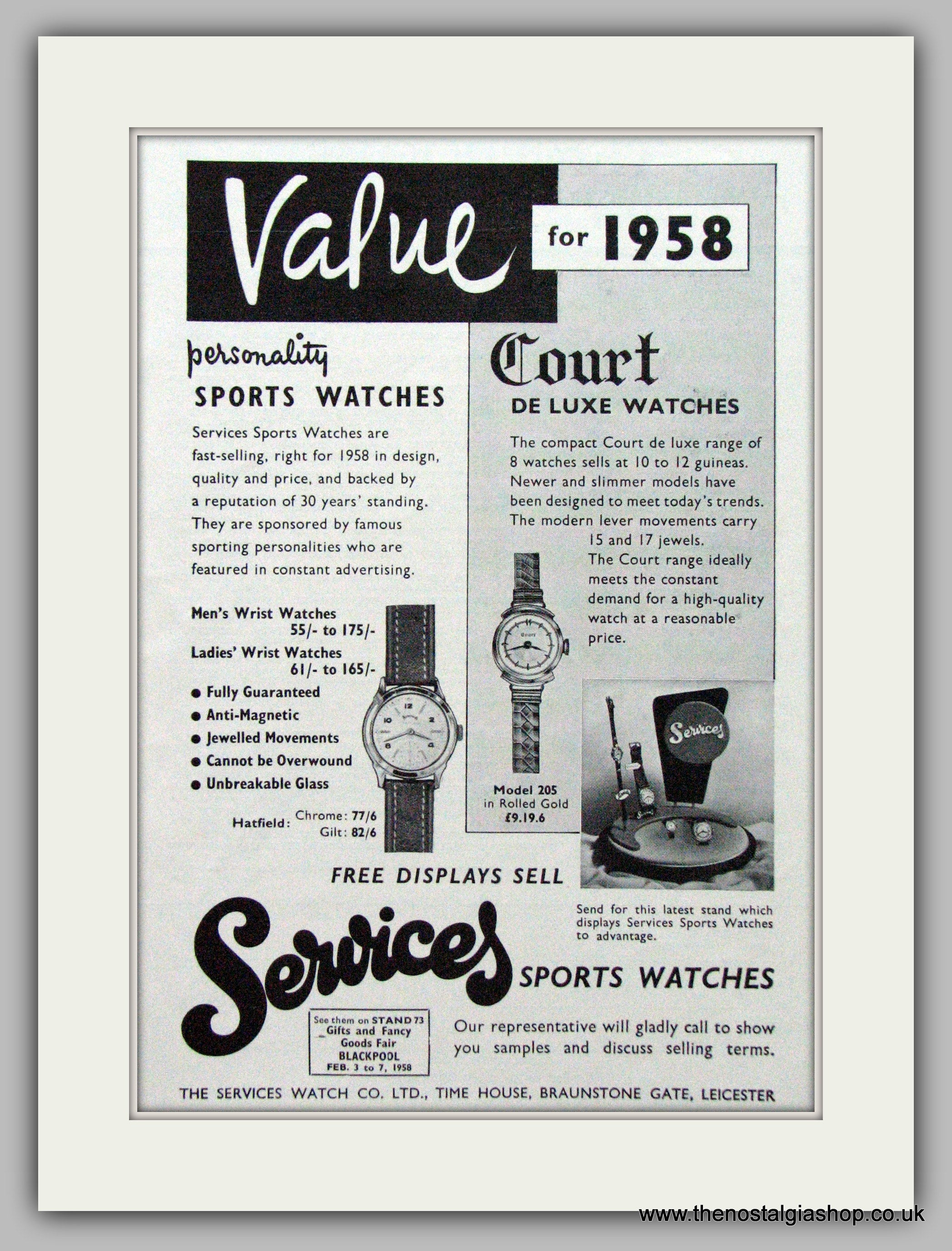 Services Watches. Original Advert 1958. (ref AD7556) – The Nostalgia Shop