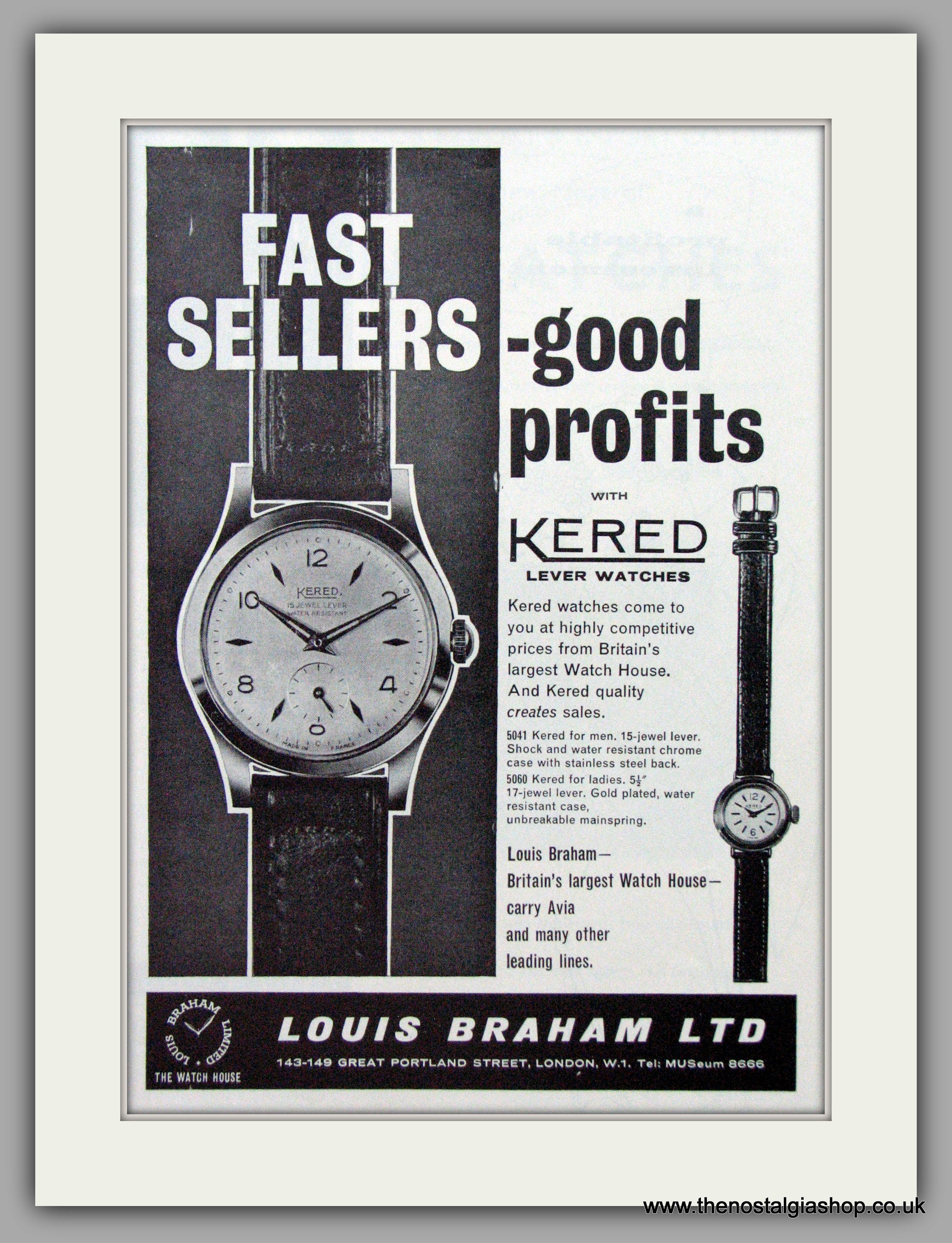 Kered Watches. Original Advert 1962. (ref AD7619) – The Nostalgia Shop