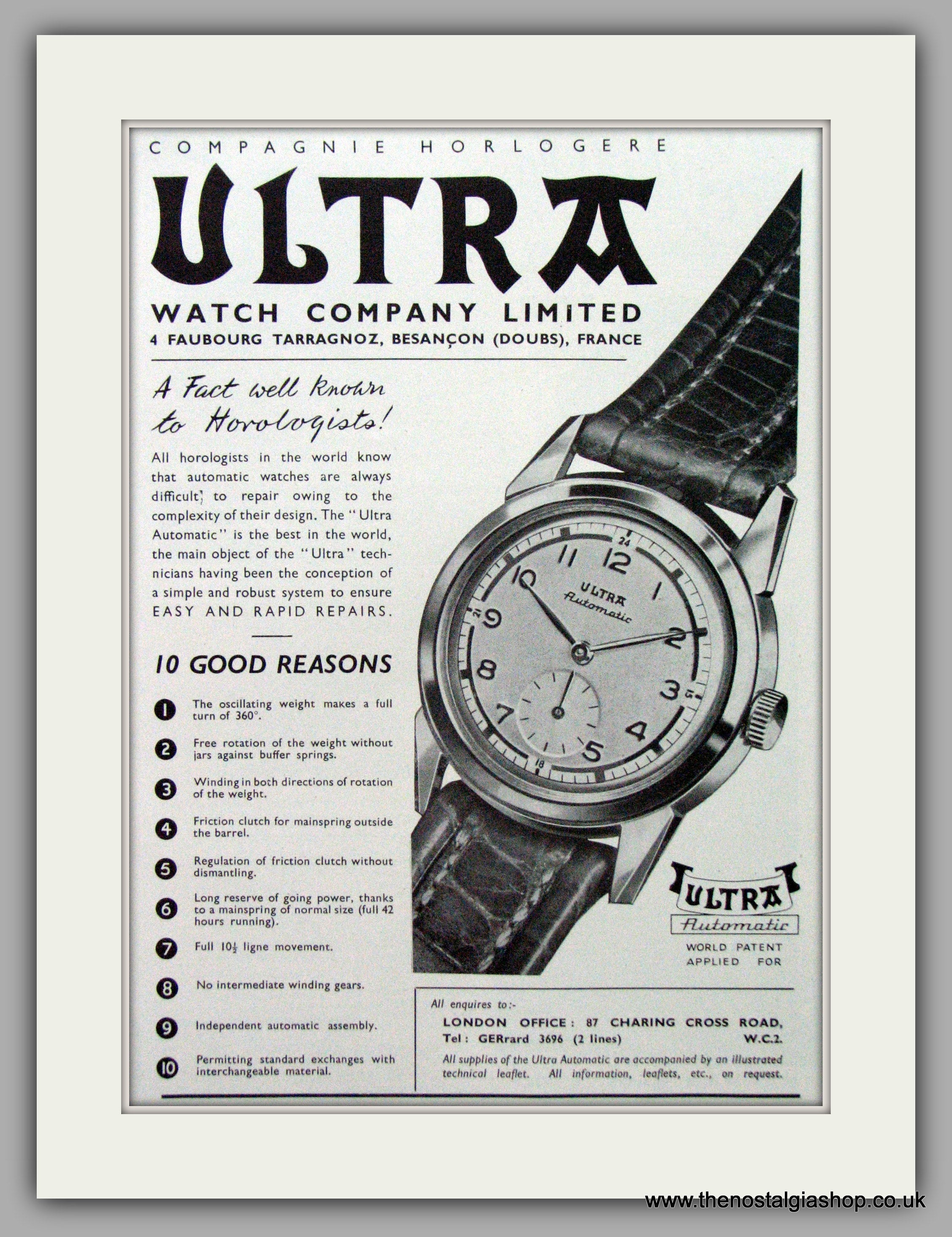Ultra Automatic Watches. Original Advert 1950. (ref AD7633) – The ...