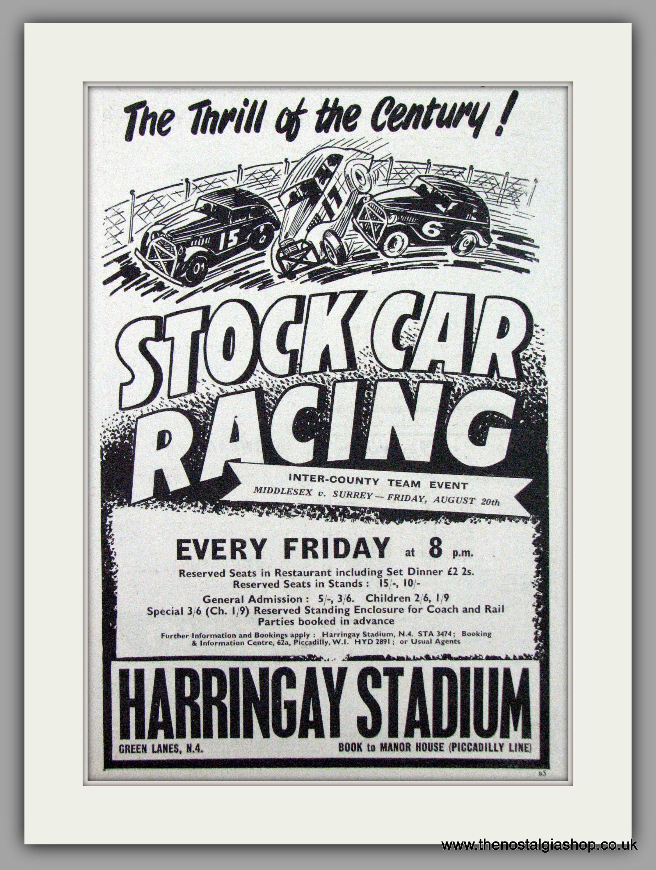 Harringay Stadium Stock Car Racing. Original Advert 1954 (ref AD1989 ...