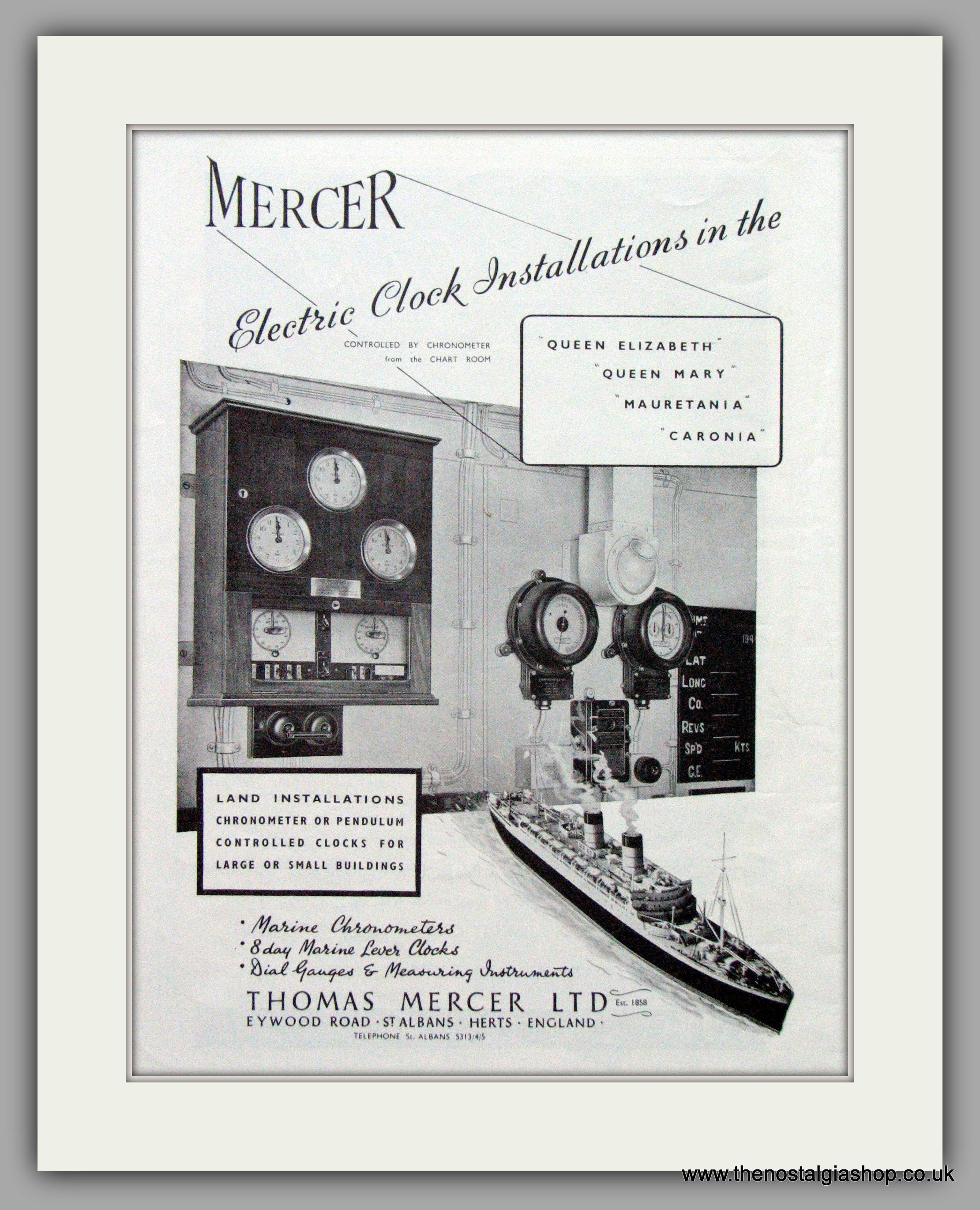Mercer Electric Clock Installations. Original Advert 1949. (ref AD7687 ...