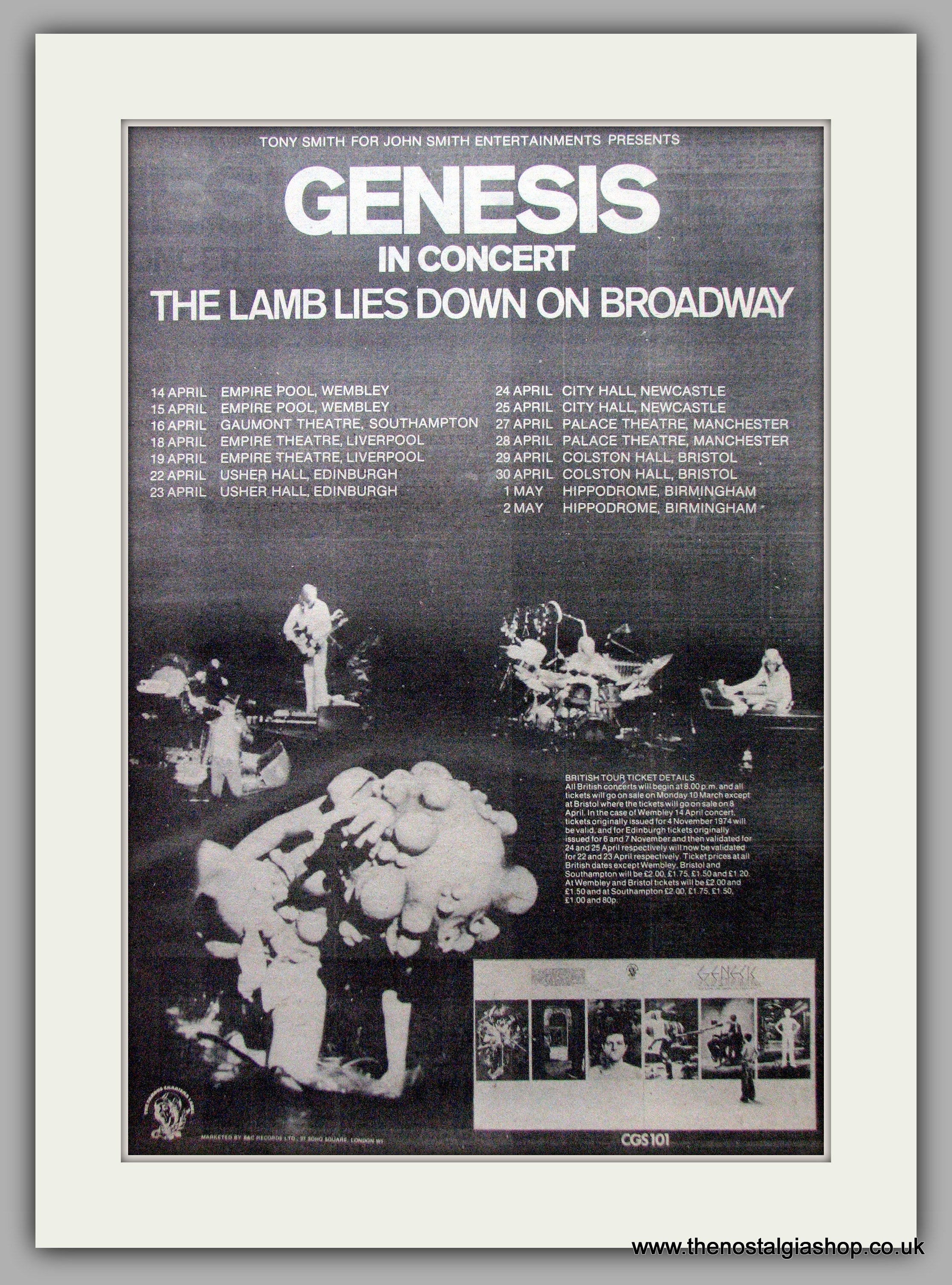 Genesis In Concert. Vintage Advert 1975 (ref AD9533) – The Nostalgia Shop