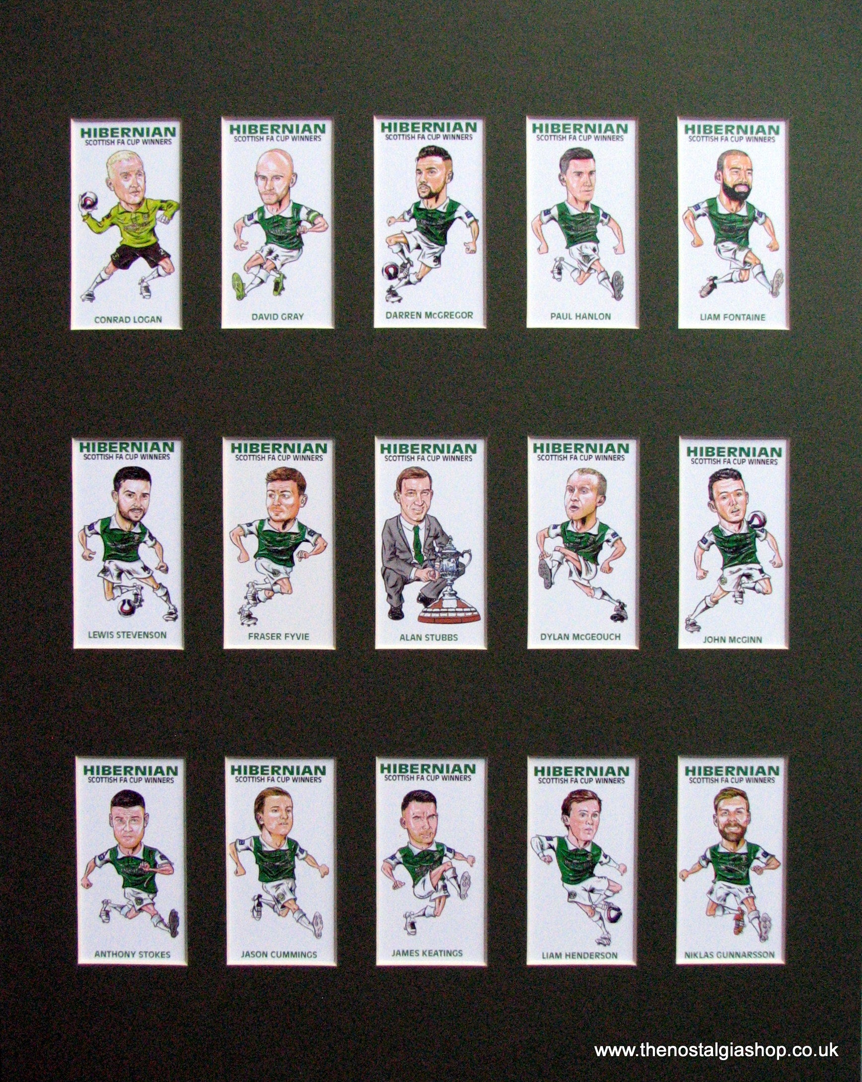 Hibernian. Scottish FA Cup Winners. NEW !! Mounted Football Card Set ...