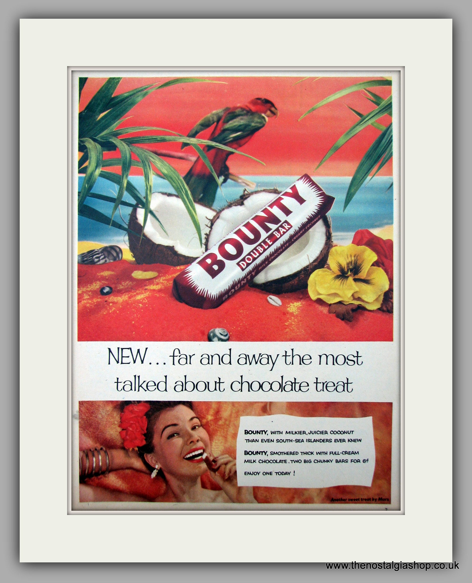 Bounty Double Bar. Original Advert 1955 (ref AD9987) – The Nostalgia Shop