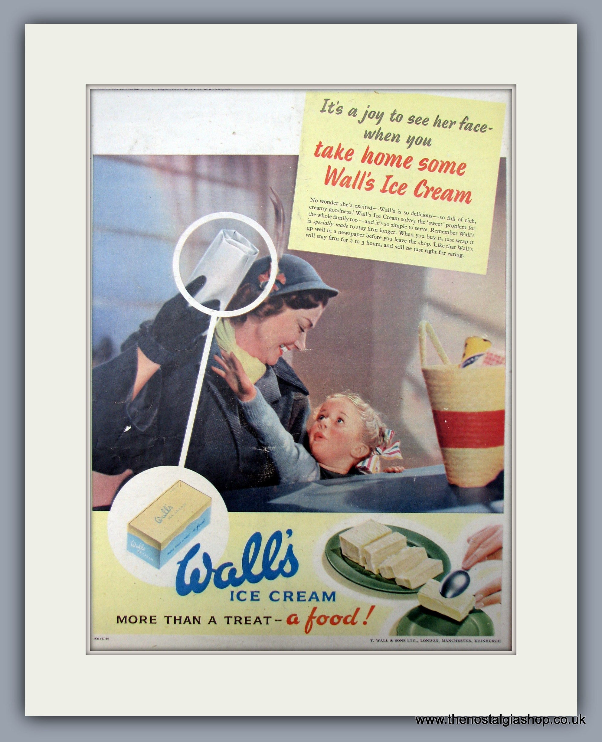 Wall's Ice Cream. Original Advert 1952 (ref AD10005) – The Nostalgia Shop