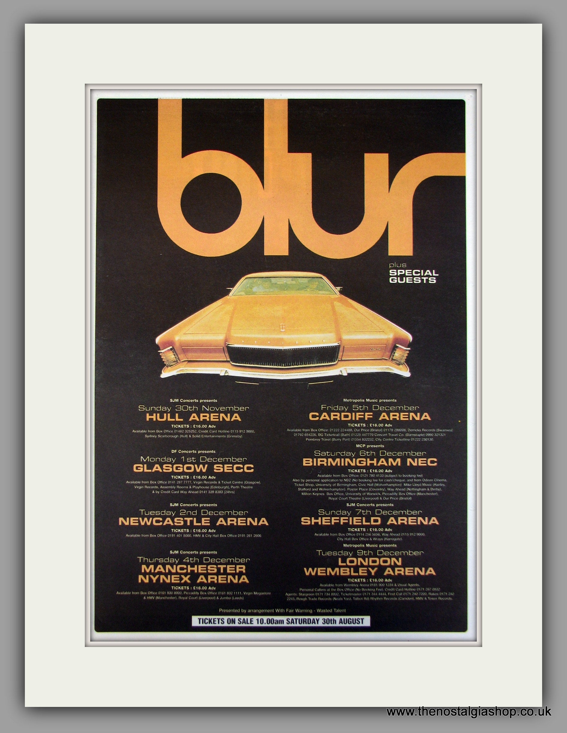 Blur Tour Dates U.K. August. Original Vintage Advert 1997 (ref AD10145 ...