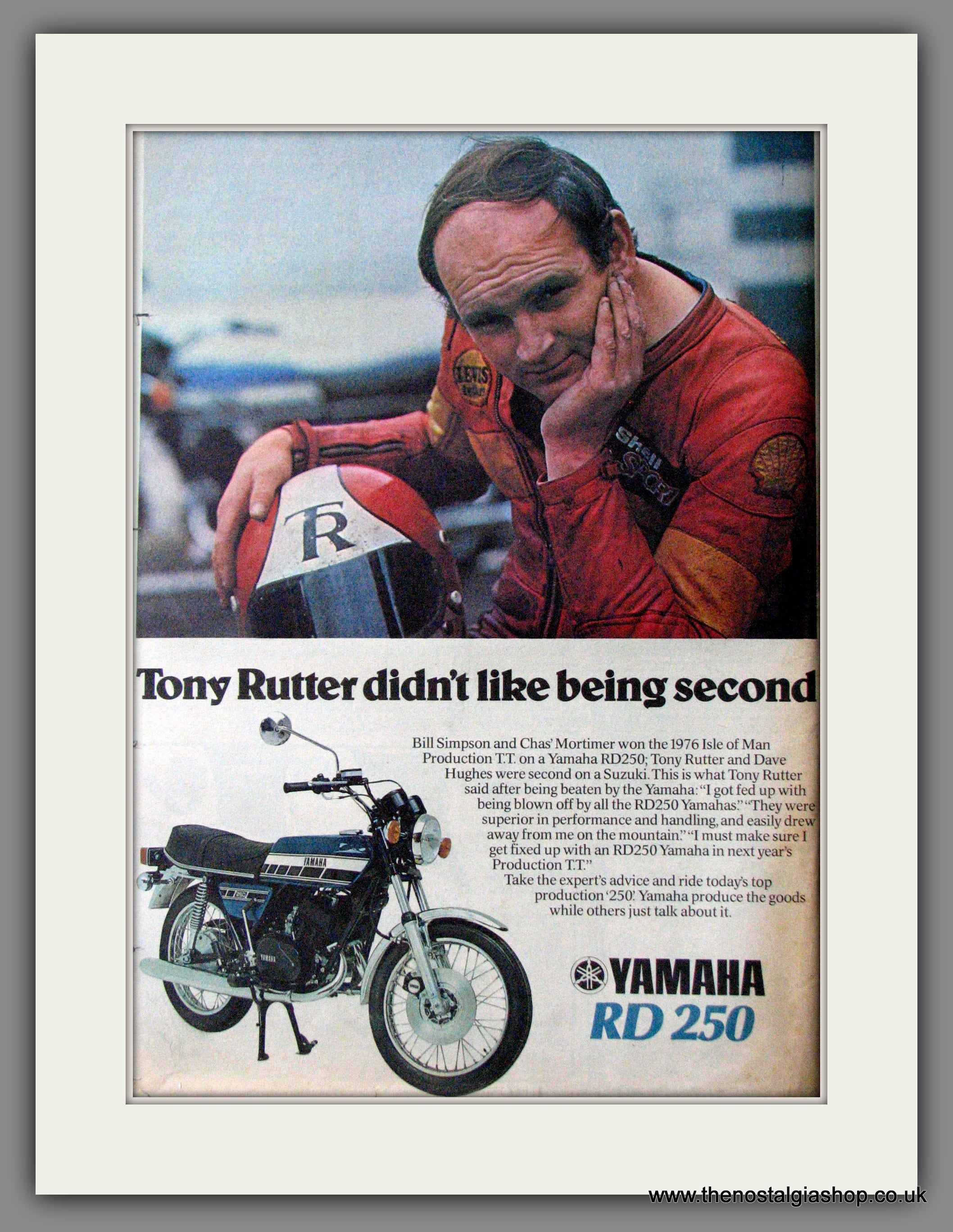 Yamaha RD 250 Motorcycle. Tony Rutter. Original Advert 1976 (ref AD123 ...