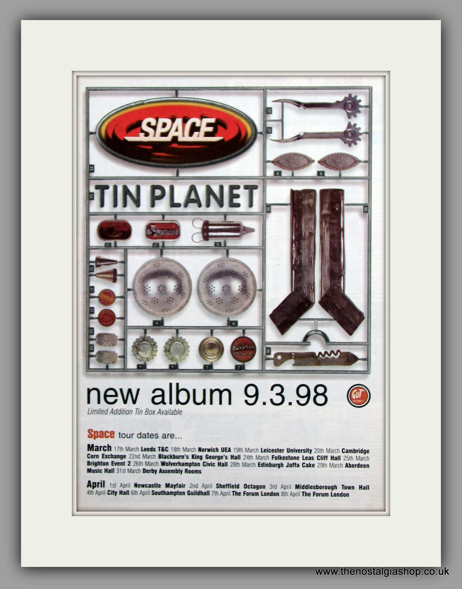 Space Tin Planet Tour Dates. Original Vintage Advert 1998 (ref AD10222 ...