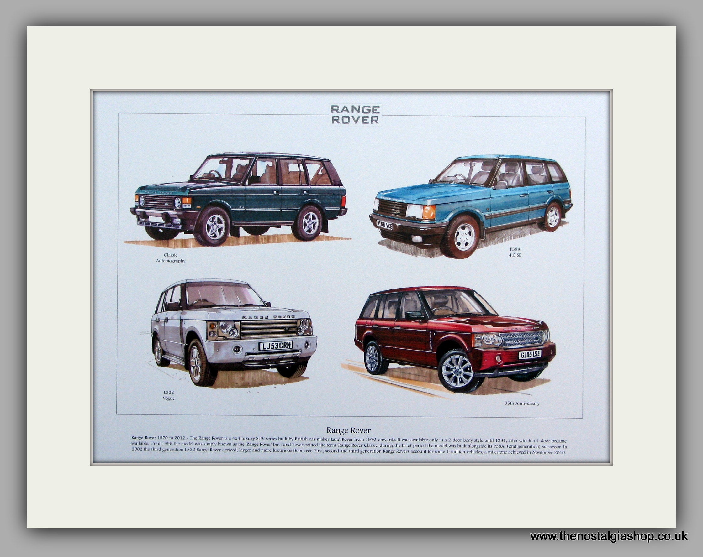 Range Rover. Mounted Print – The Nostalgia Shop