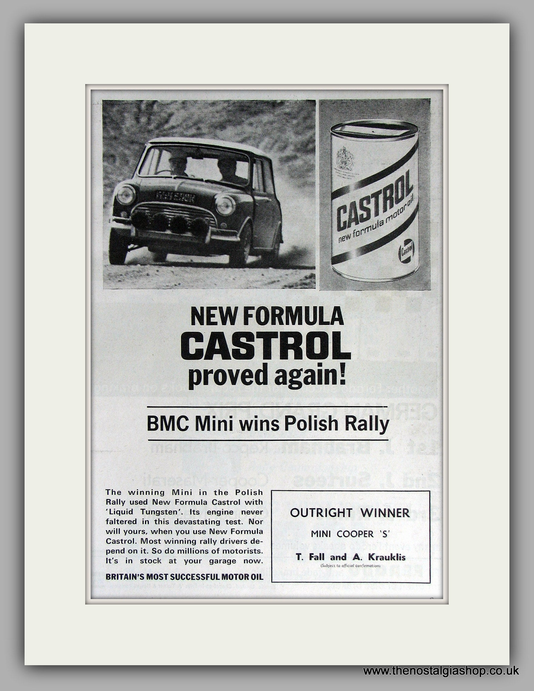 Mini Coopers and Castrol for 1966. Set of 3 Original Vintage Adverts ...