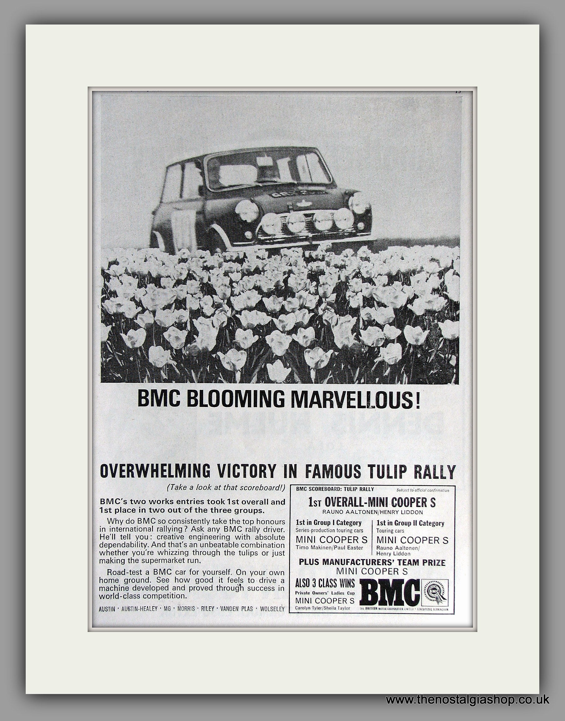 Mini Cooper S Win Tulip Rally 1966. Original Vintage Advert (ref AD780 ...