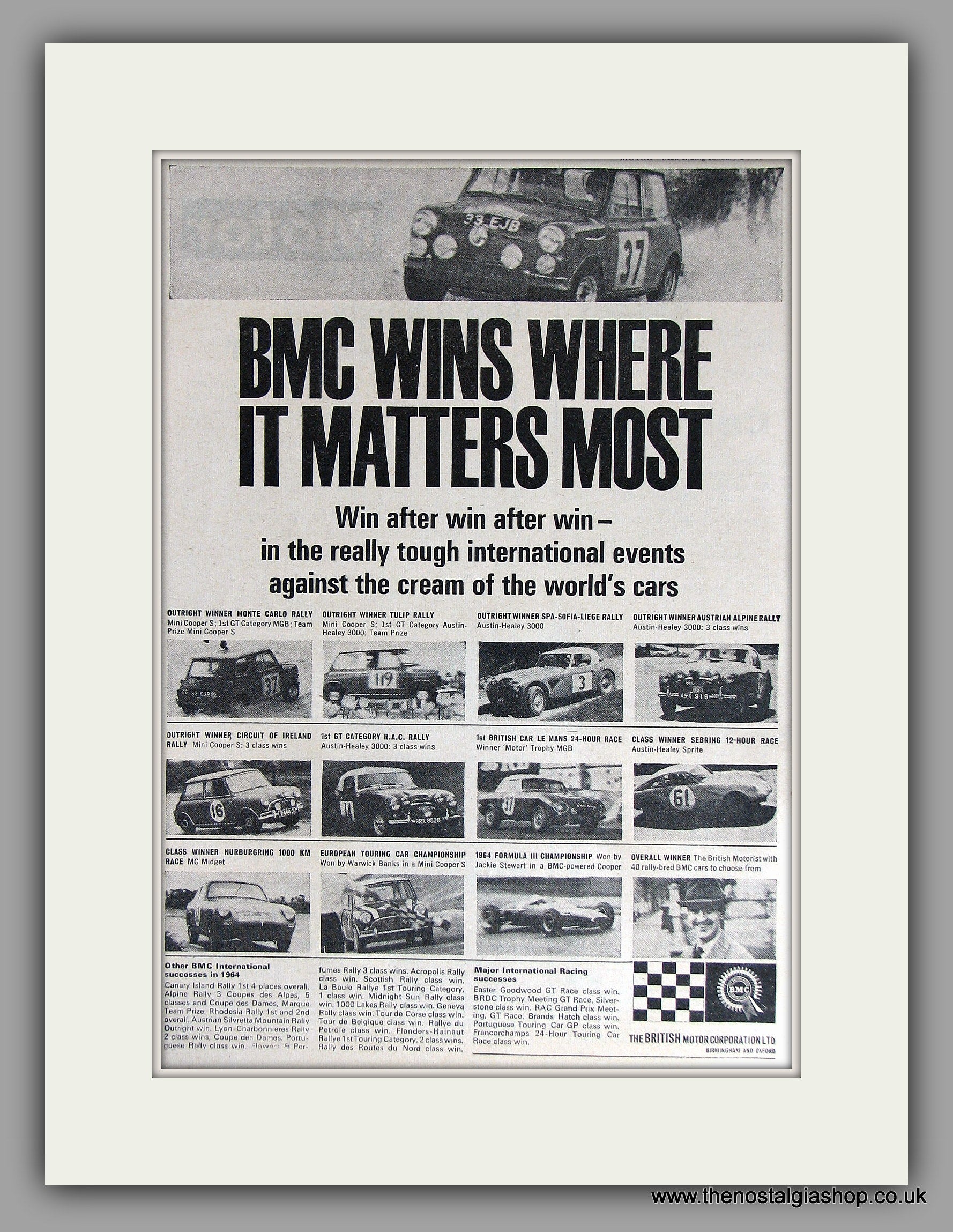 BMC Mini Cooper S Wins and Wins. 1965 Original Vintage Advert (ref AD7 ...