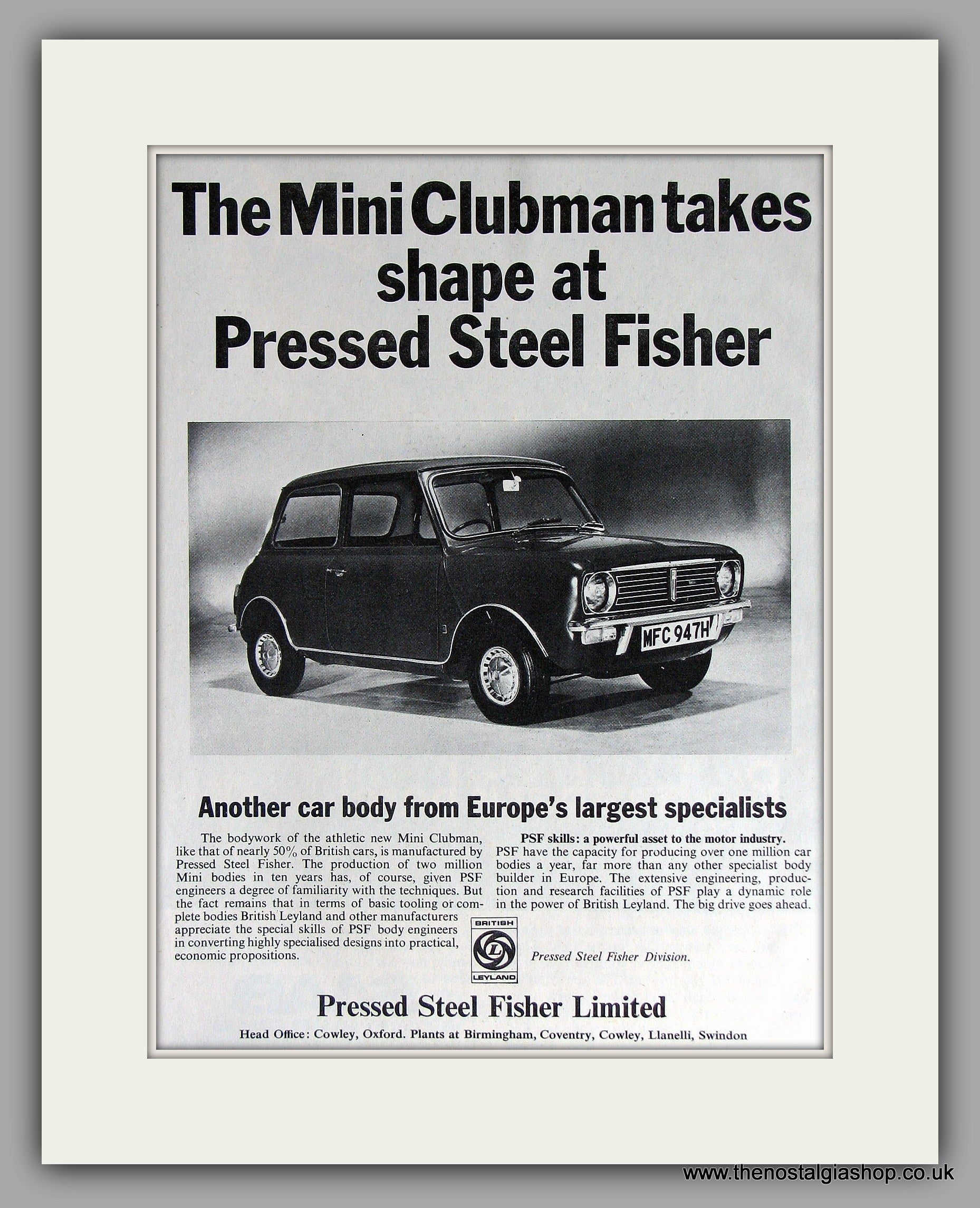 Mini Clubman 1969. Original Vintage Advert (ref AD7859) – The Nostalgia ...