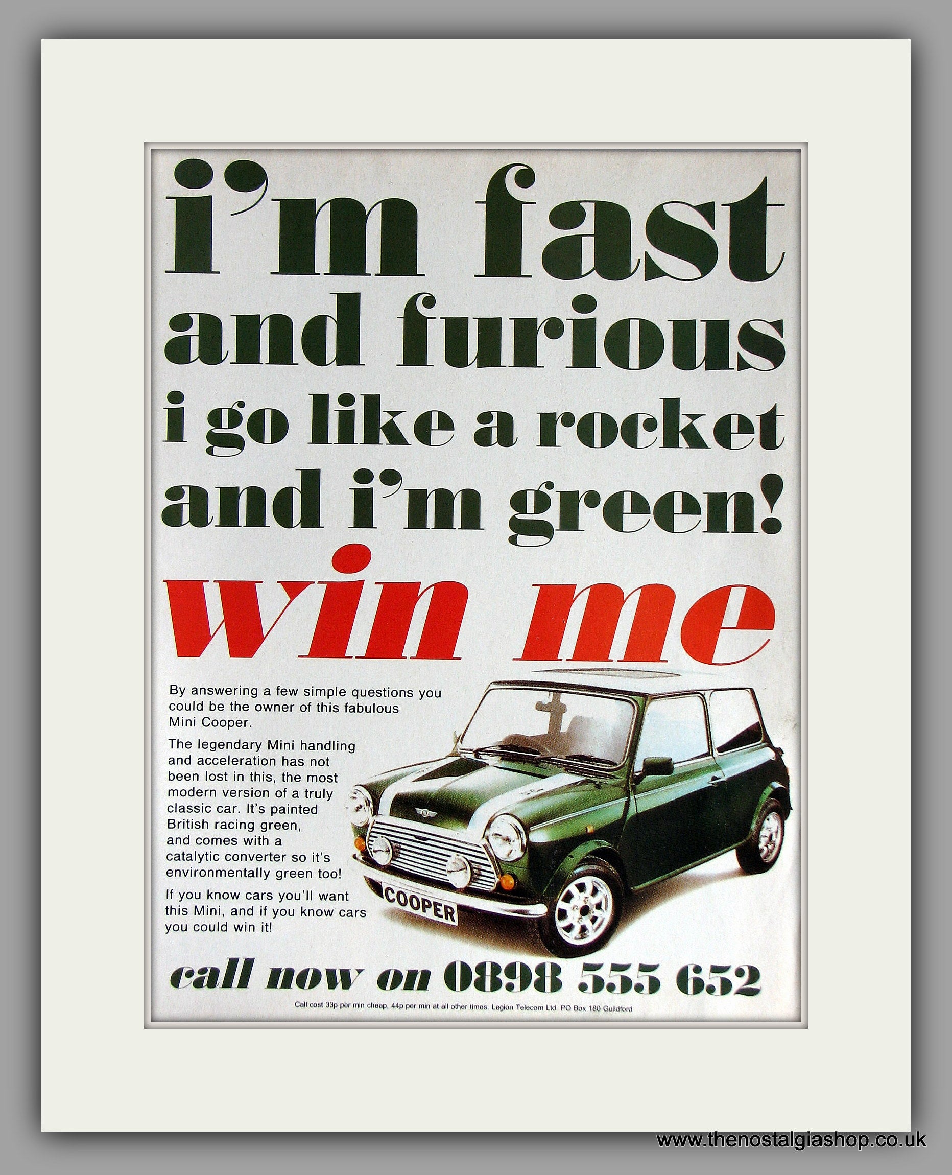 Mini Cooper Competition 1991. Original Vintage Advert (ref AD7880 ...