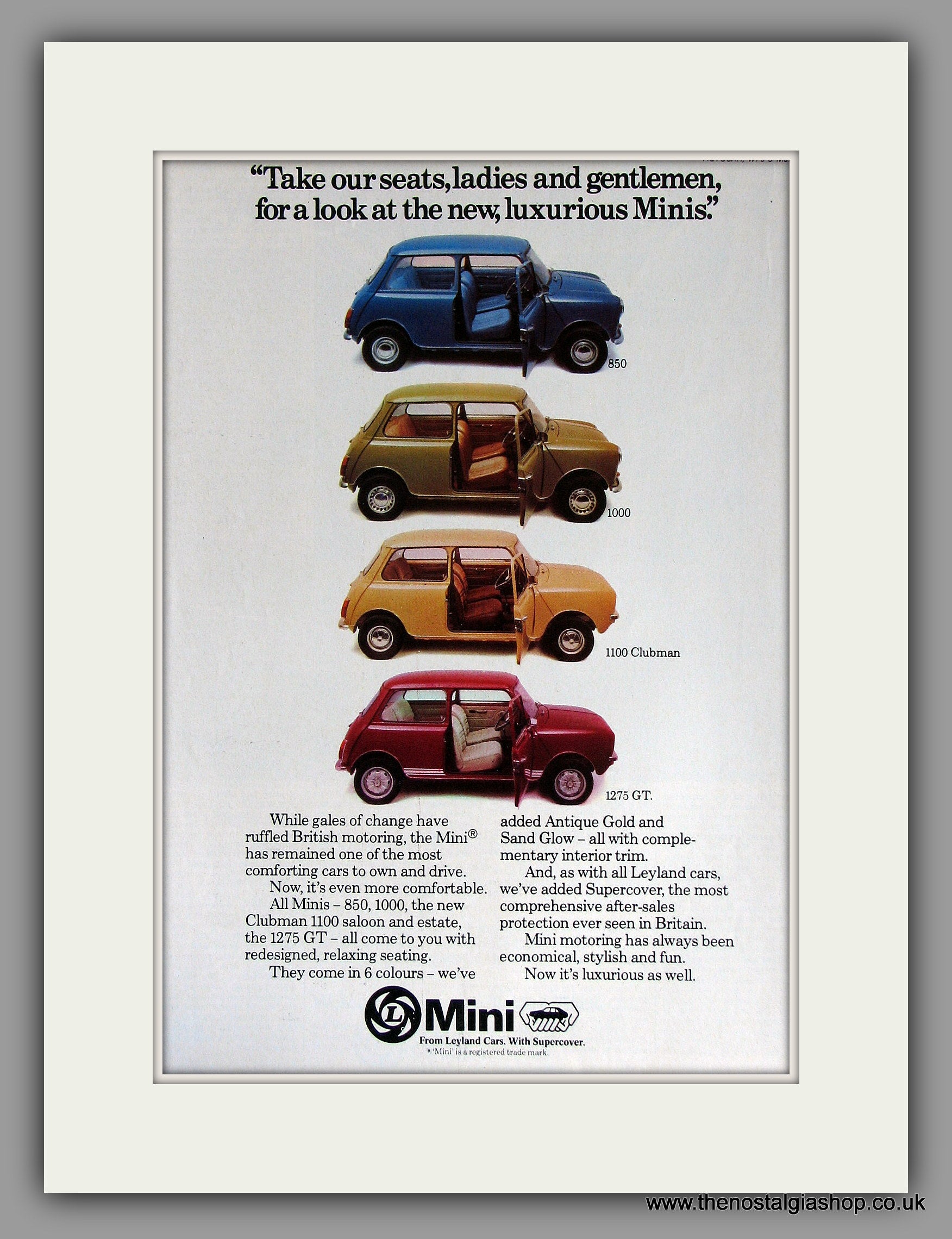 Mini 850, 1000, 1100 Clubman, 1275 GT 1976. Original Vintage Advert (r ...