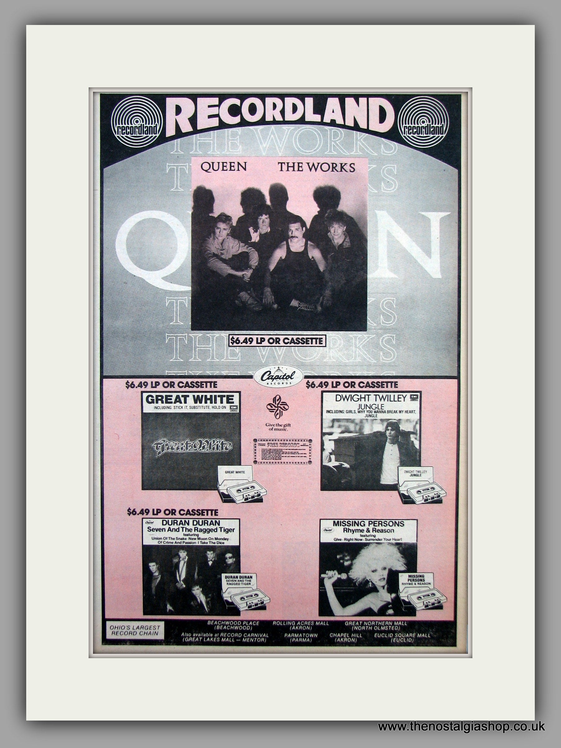 Recordland Queen The Works. Original Vintage Advert 1984 (ref AD10535 ...