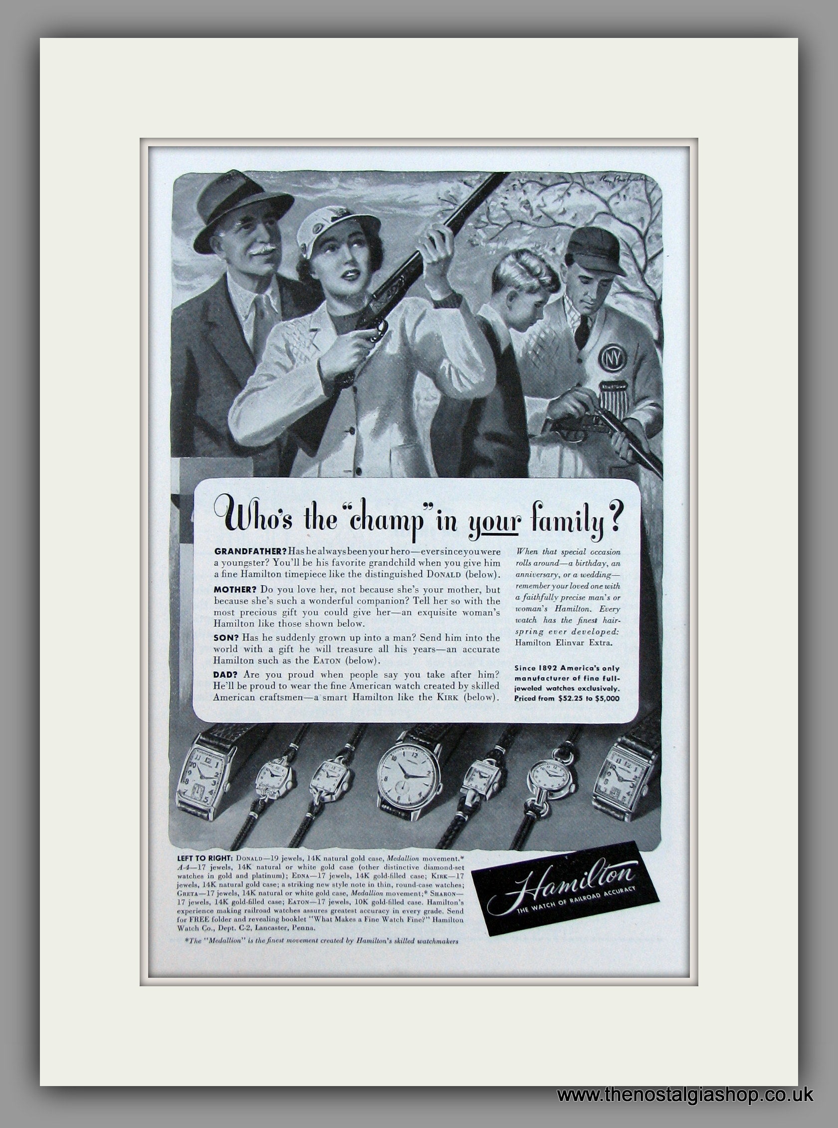 Hamilton Watches. 1948 Original Vintage Advert (ref AD7915) – The ...